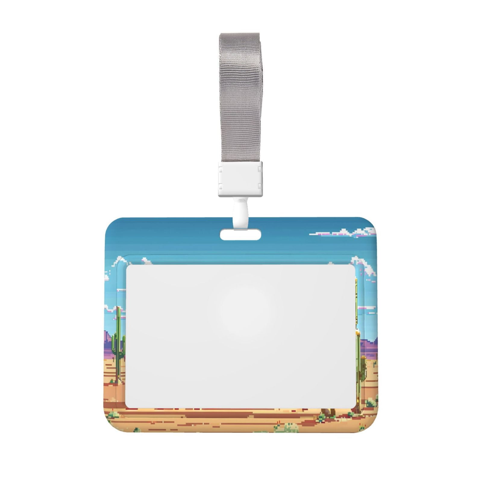 Susaid Pixel Desert Landscape Print ID Badge Holder with Double-Sided ...