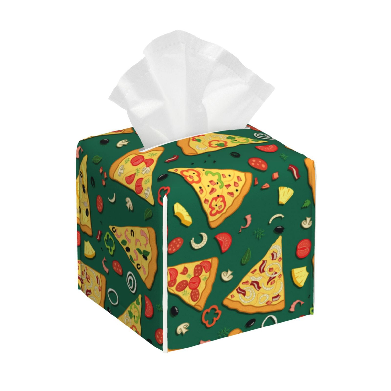 Susaid Pizza Print PU Leather Tissue Box Cover, Square Decorative ...