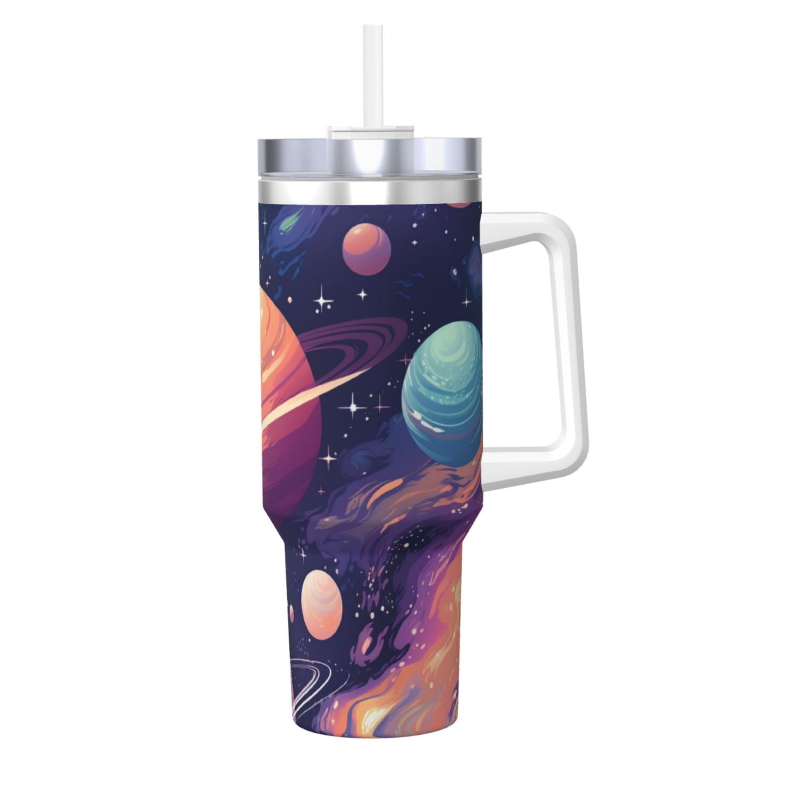 Susaid Planet Pastel Galaxy Print Indoor Outdoor Straw Lid 40oz Ice ...