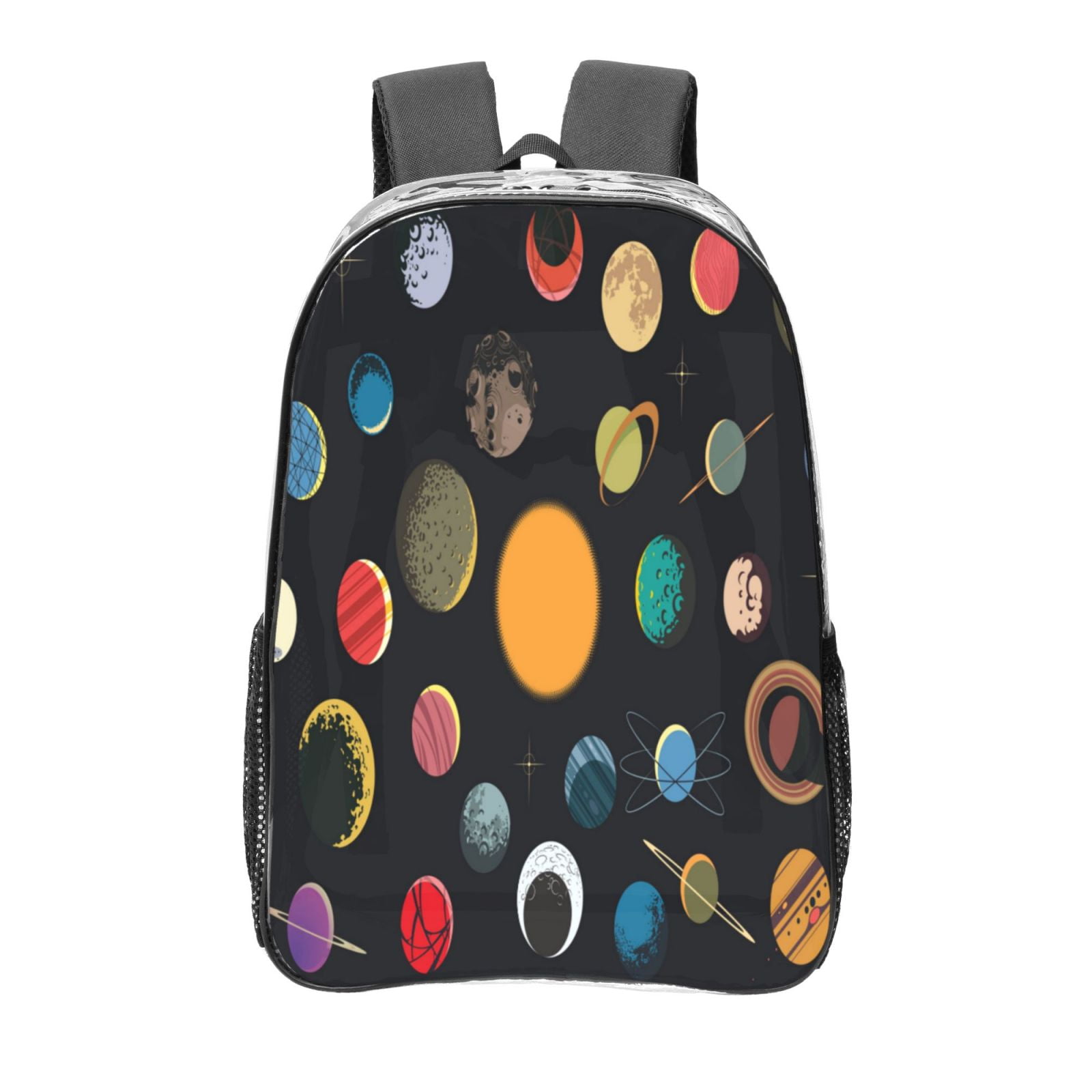 Susaid Planets And Their Moons Print Clear Backpack See Through Transparent Plastic Clear ...