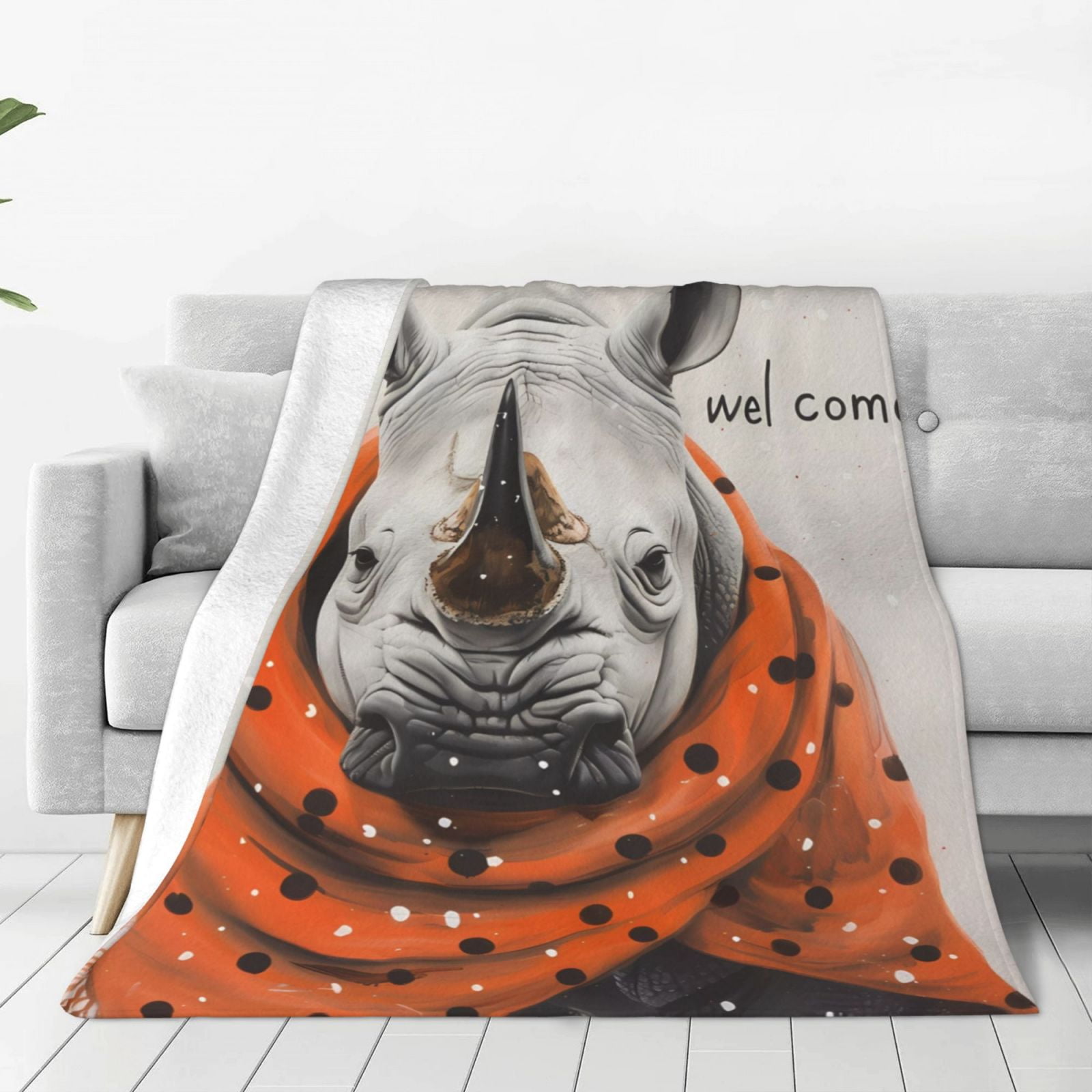 Susaid Polka Dot Rhino Welcome Print Microfiber Cleaning Cloth, Multi ...