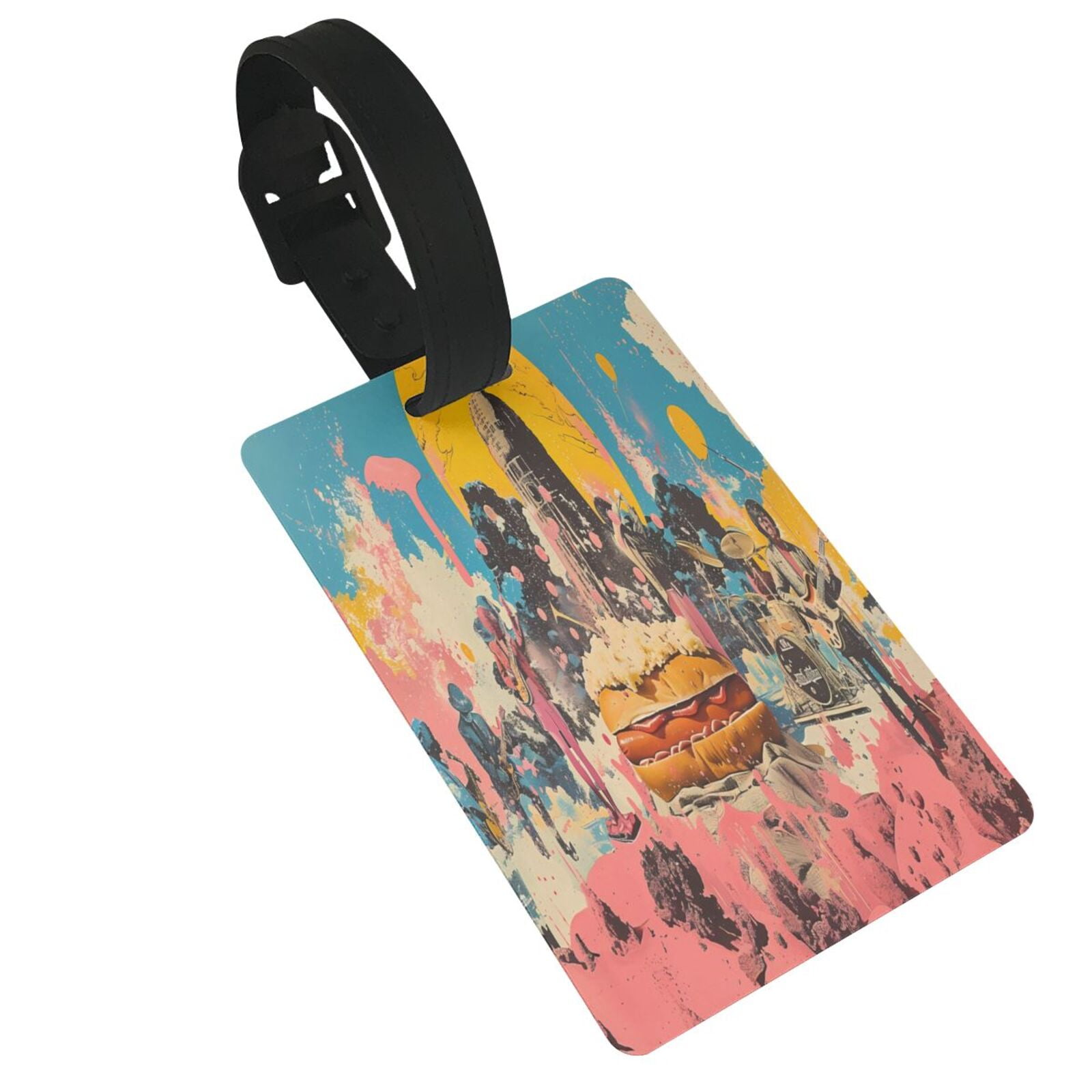 Susaid Psychedelic Band Hotdog Art Print Funny Luggage Tags Colorful ...