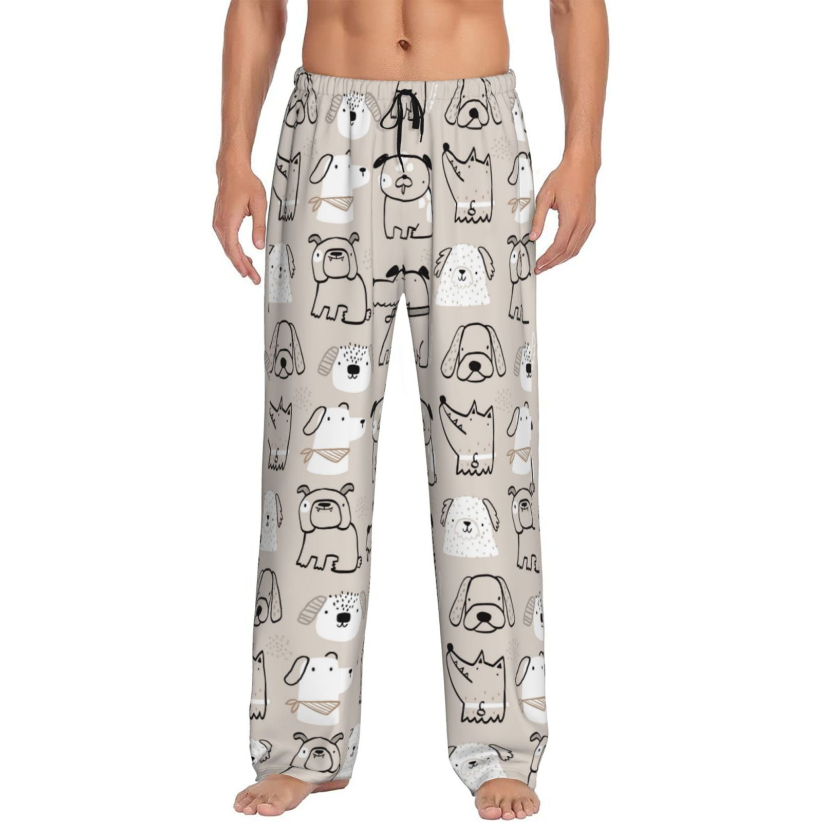 Susaid Puppy Print Mens Pajama Pants Set Sleep & Lounge Pants, PJ ...