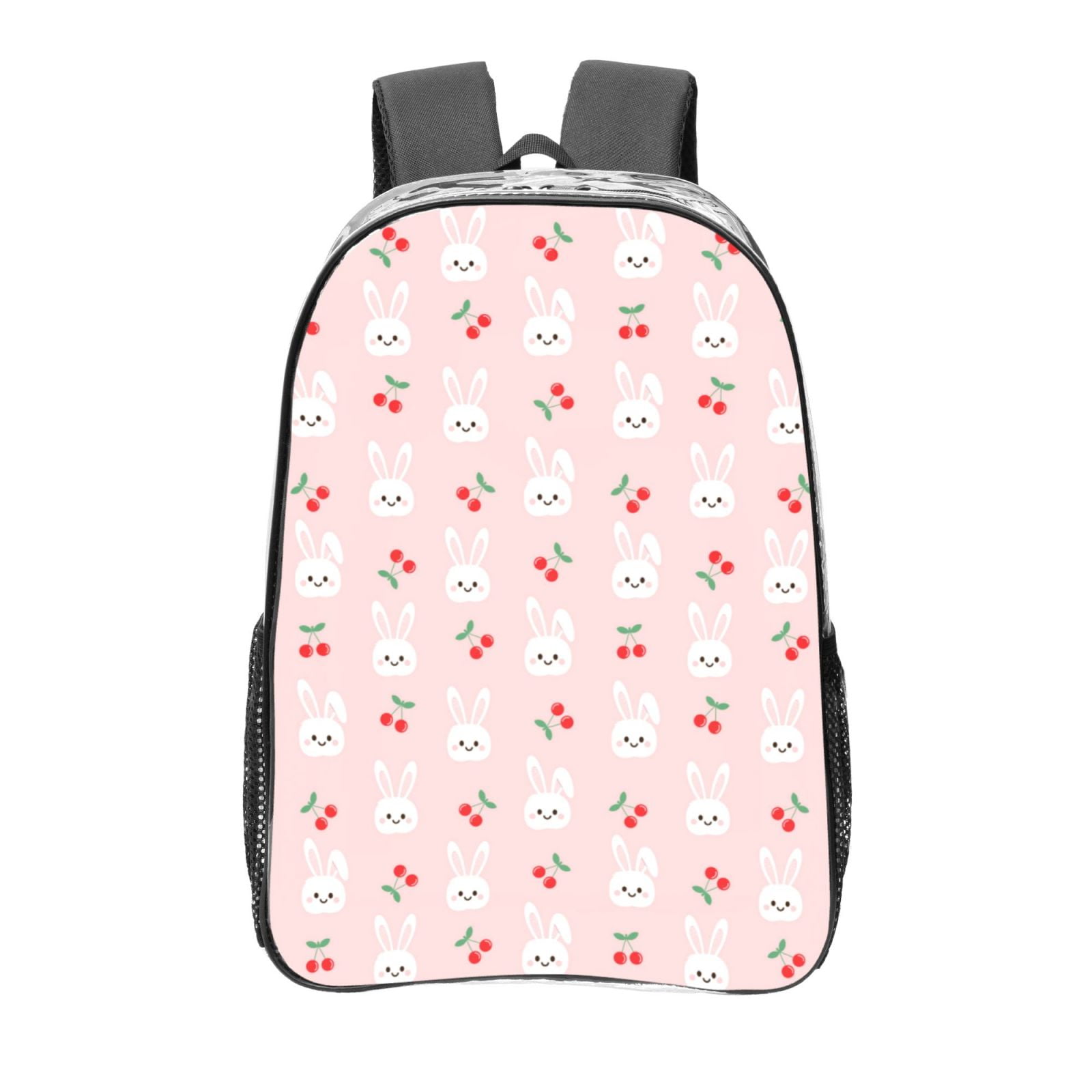Susaid Rabbit And Cherry Print Clear Backpack See Through Transparent ...