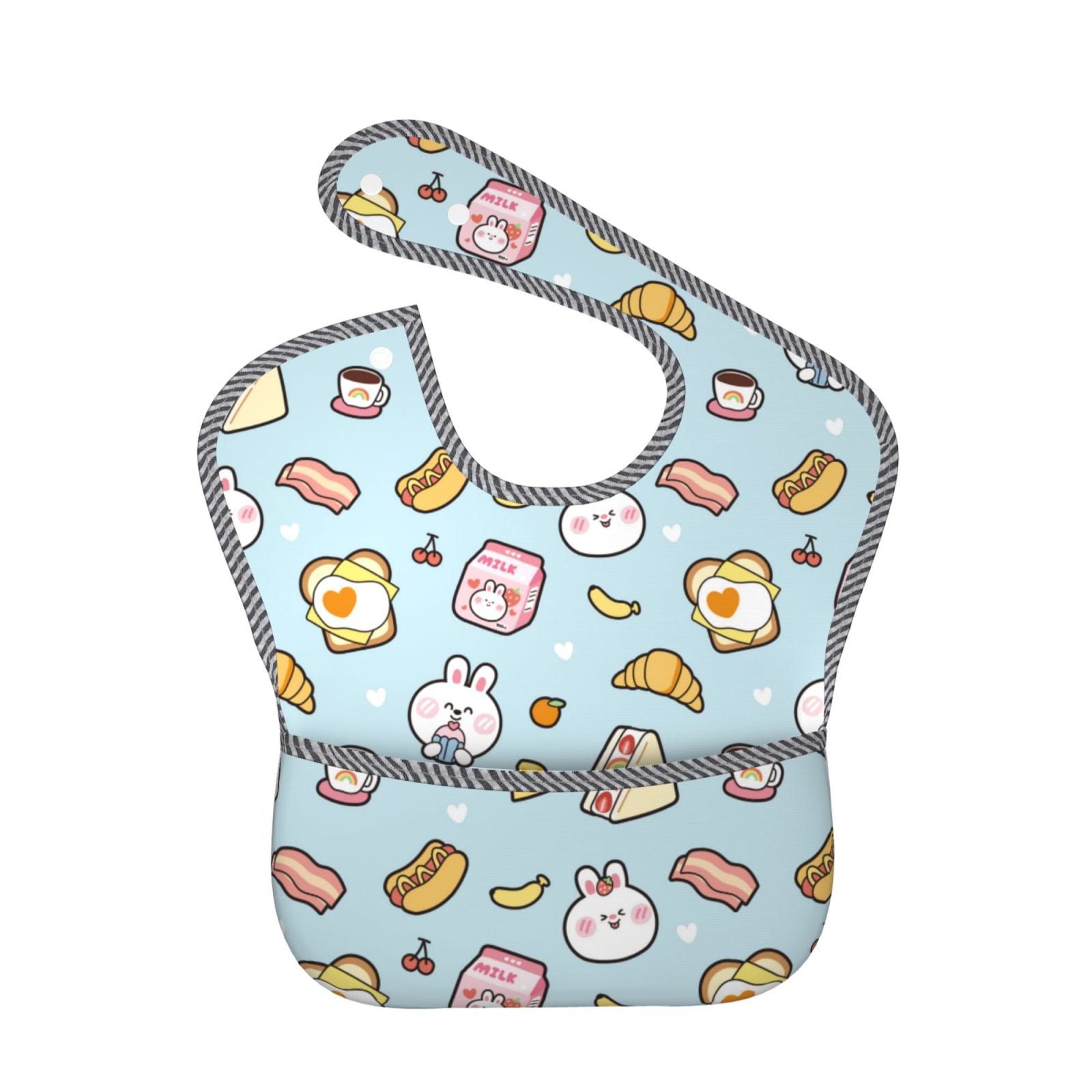 Susaid Rabbit Burger Coffee Print Bibs for Babies Toddlers Adjustable ...