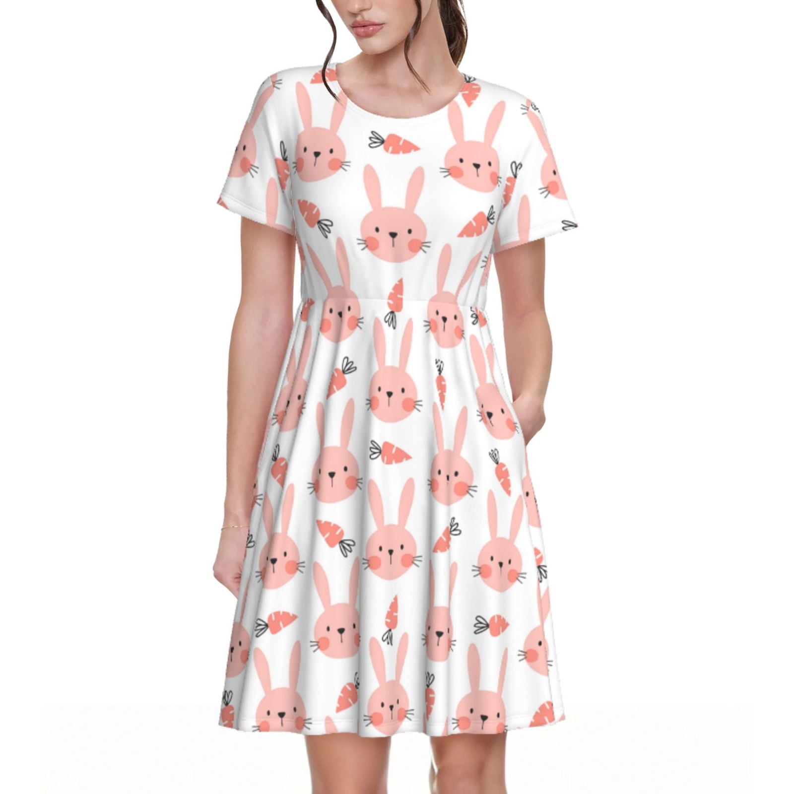 Susaid Rabbit Is And Carrots Pattern Women's Casual Floral Print ...