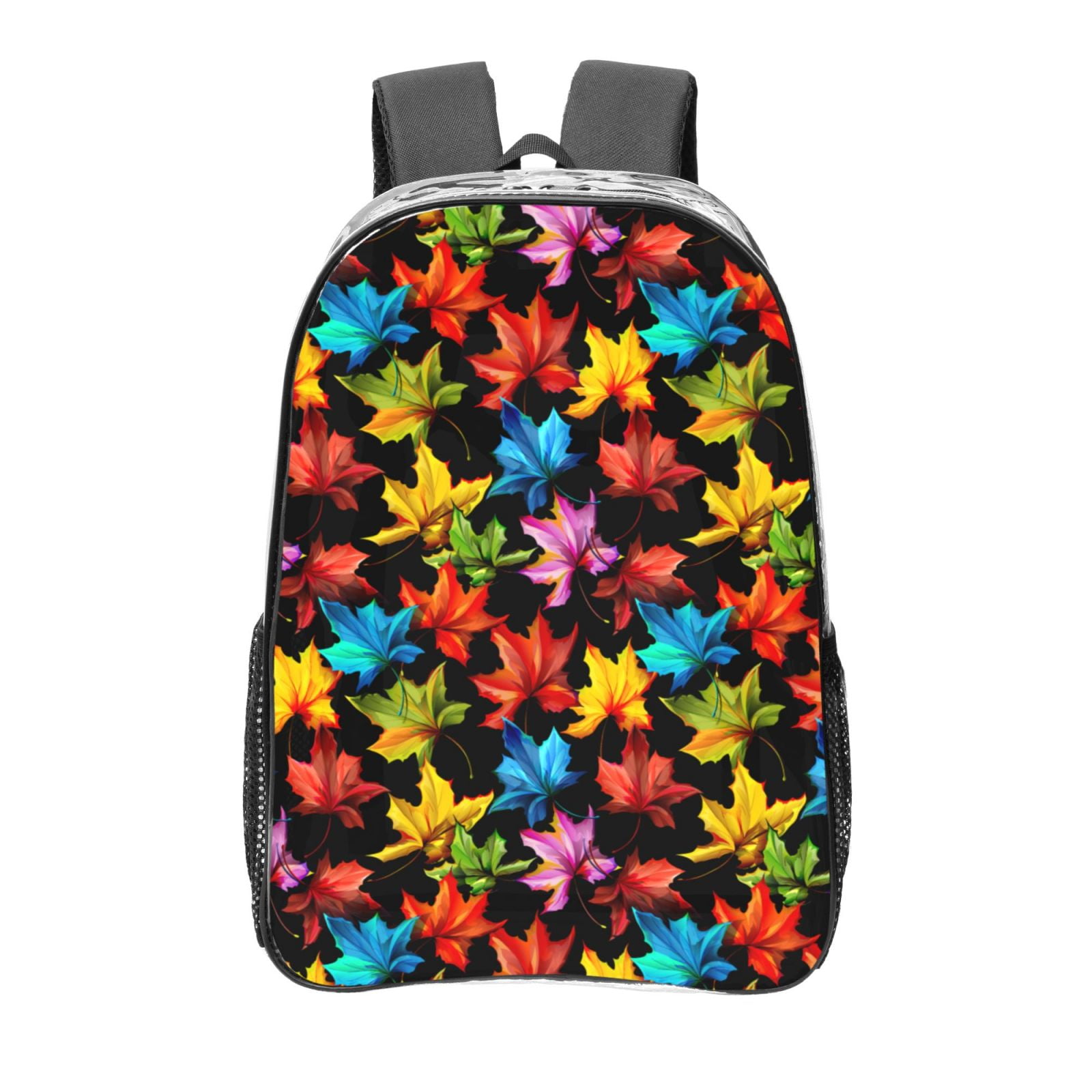 Susaid Rainbow Colorful Maple Leaves Print Clear Backpack See Through ...