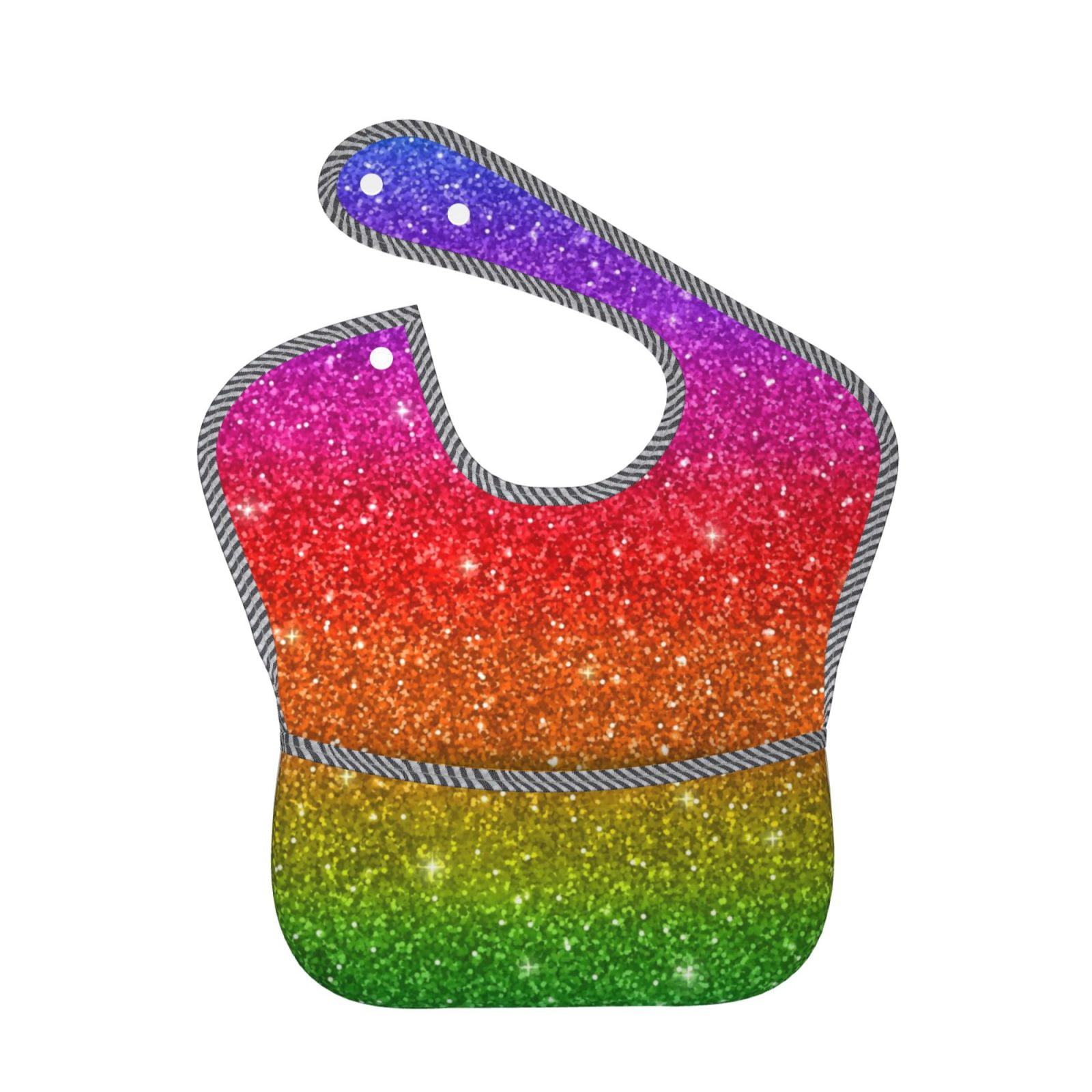 Susaid Rainbow Glitter Print Bibs for Babies Toddlers Adjustable ...