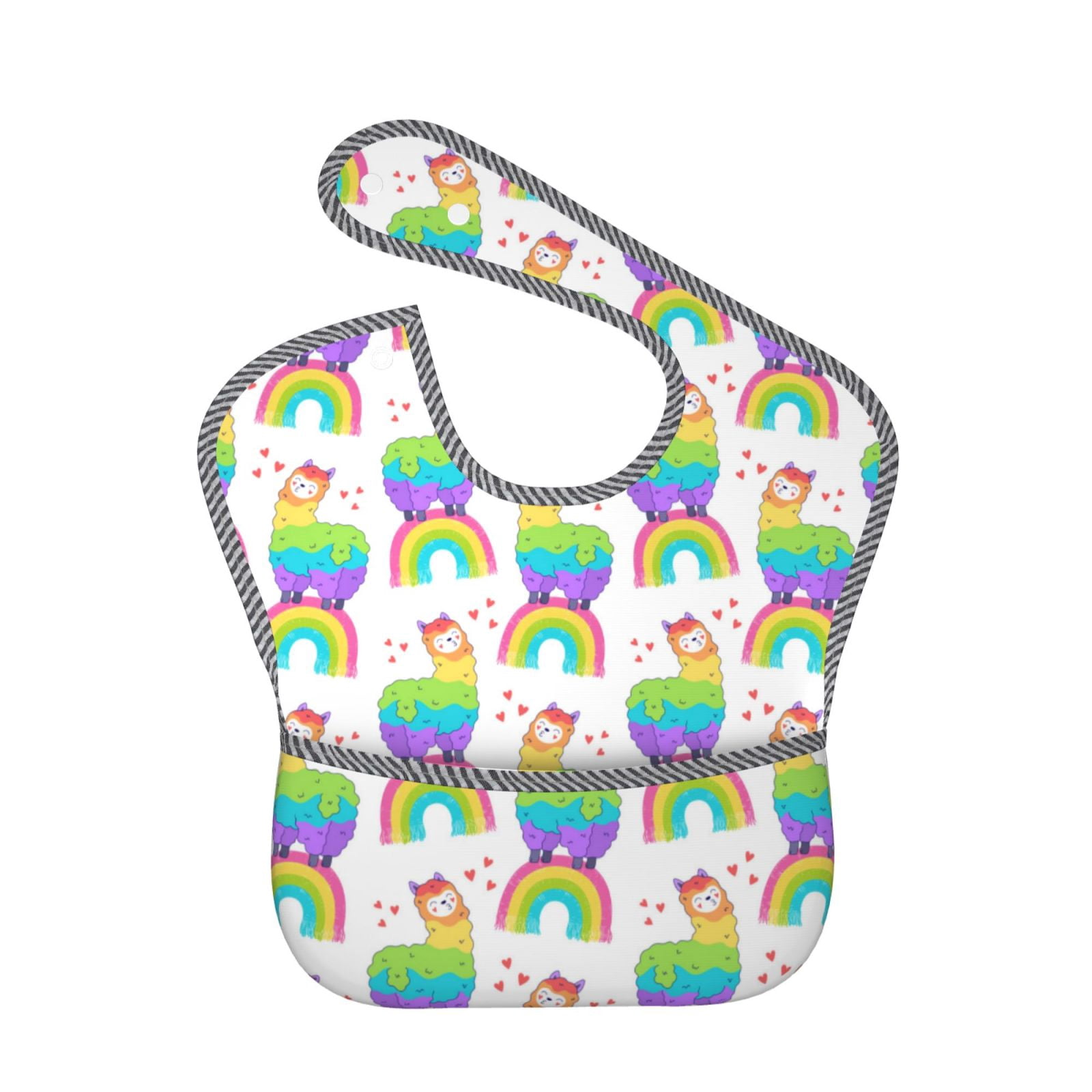 Susaid Rainbow Llama Print Bibs for Babies Toddlers Adjustable ...