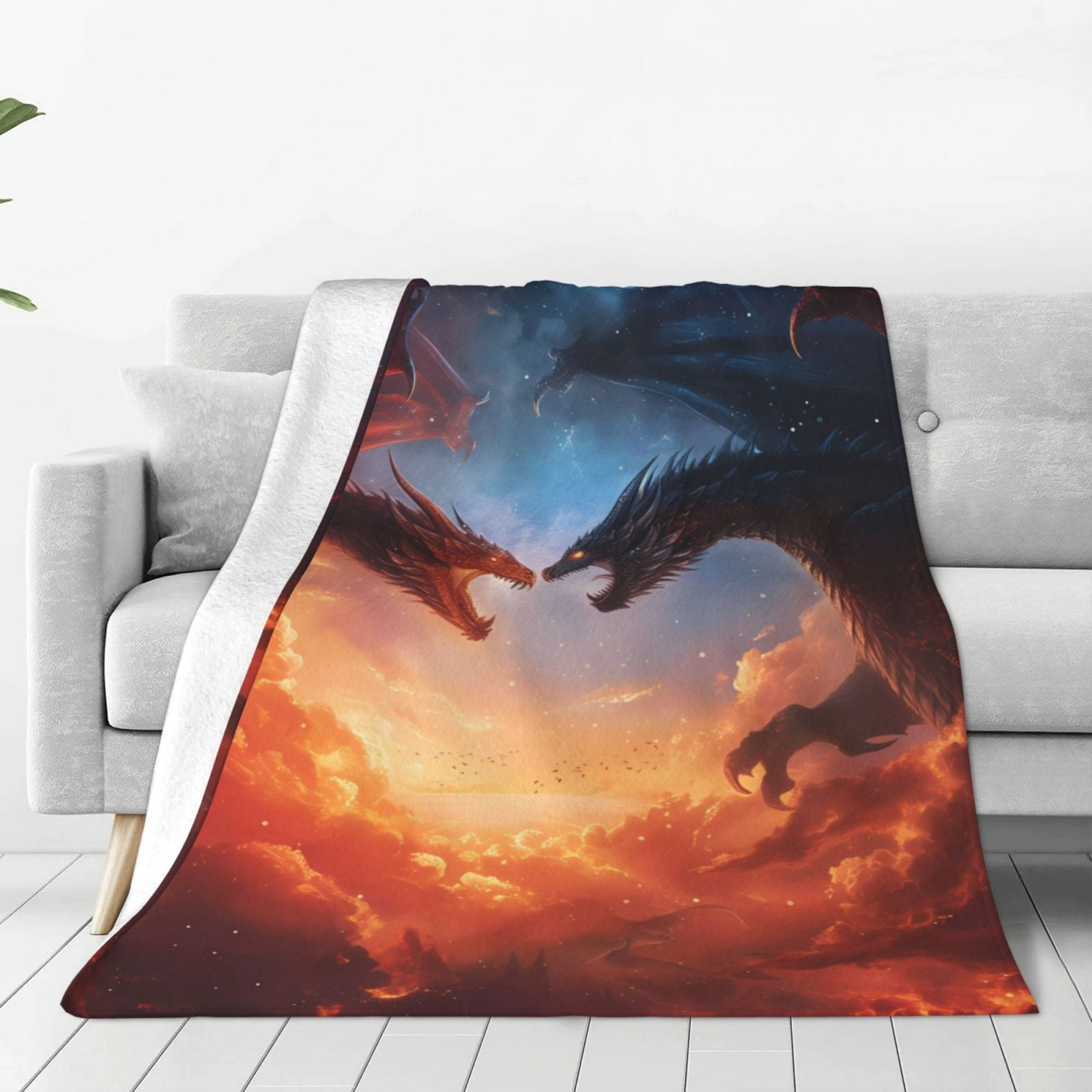 Susaid Red And Blue Fire Cloud Dragon Print Microfiber Cleaning Cloth ...