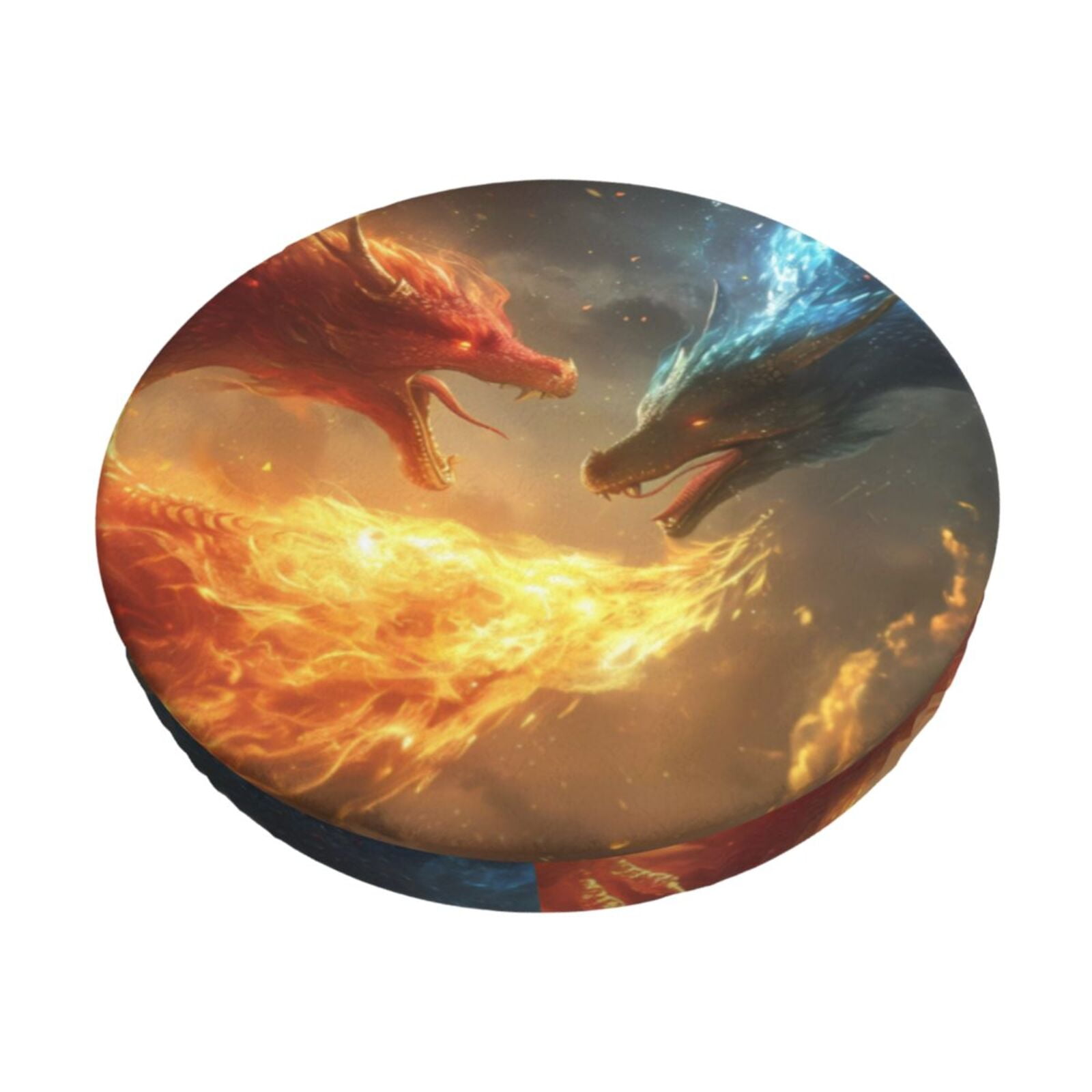 Susaid Red And Blue Fire Dragon B Print Elastic Bar Stool Cover ...