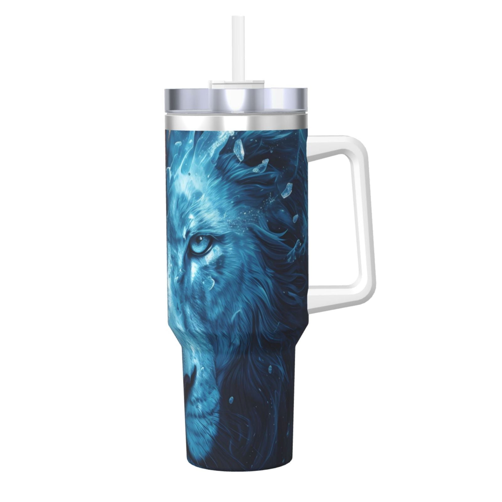 Susaid Red And Blue Fire Lion Print Indoor Outdoor Straw Lid 40oz Ice ...