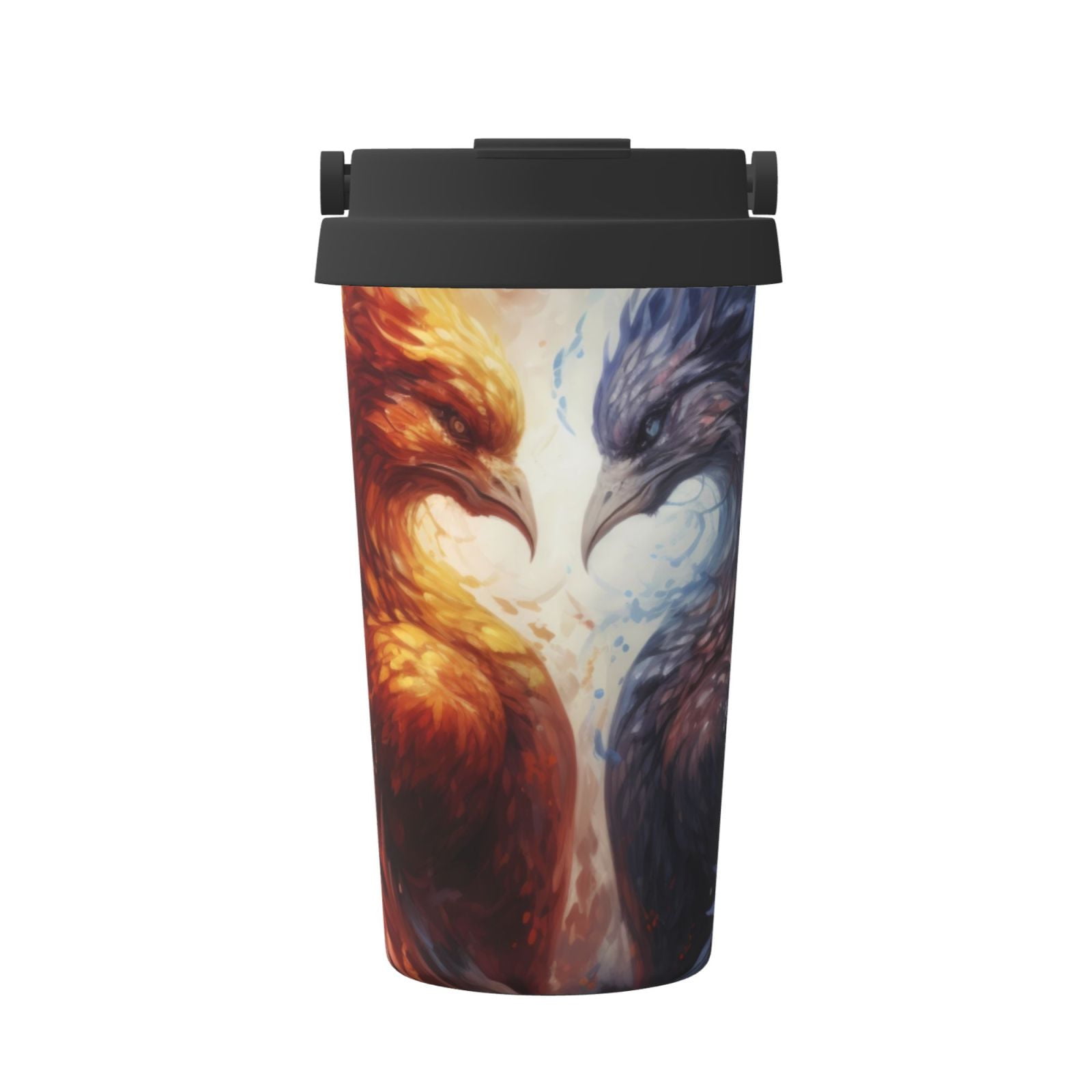 Susaid Red And White Fire Bird Print Coffee Travel Mug, Insulated ...