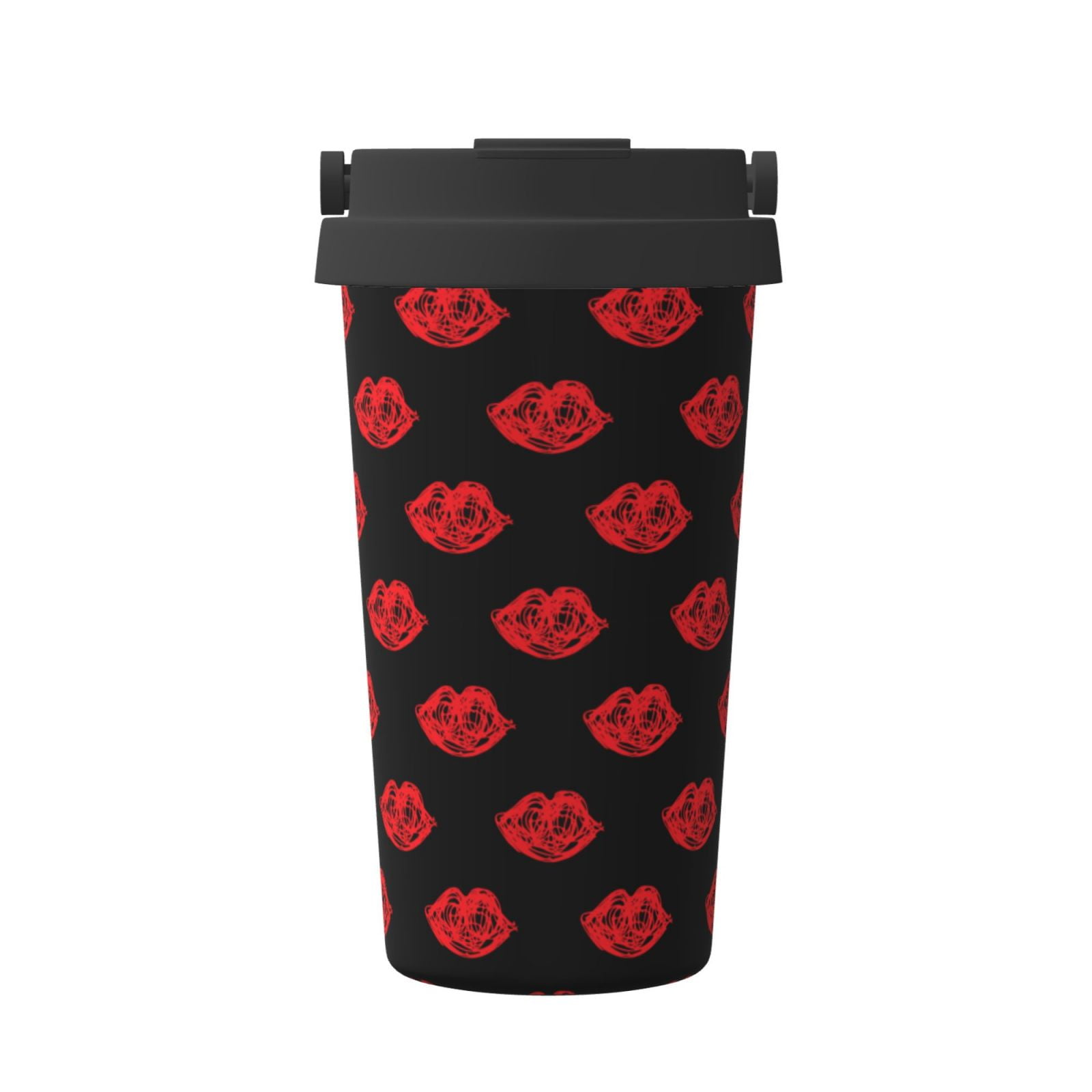 Susaid Red Beautiful Lips Print Coffee Travel Mug, Insulated Coffee Mug ...