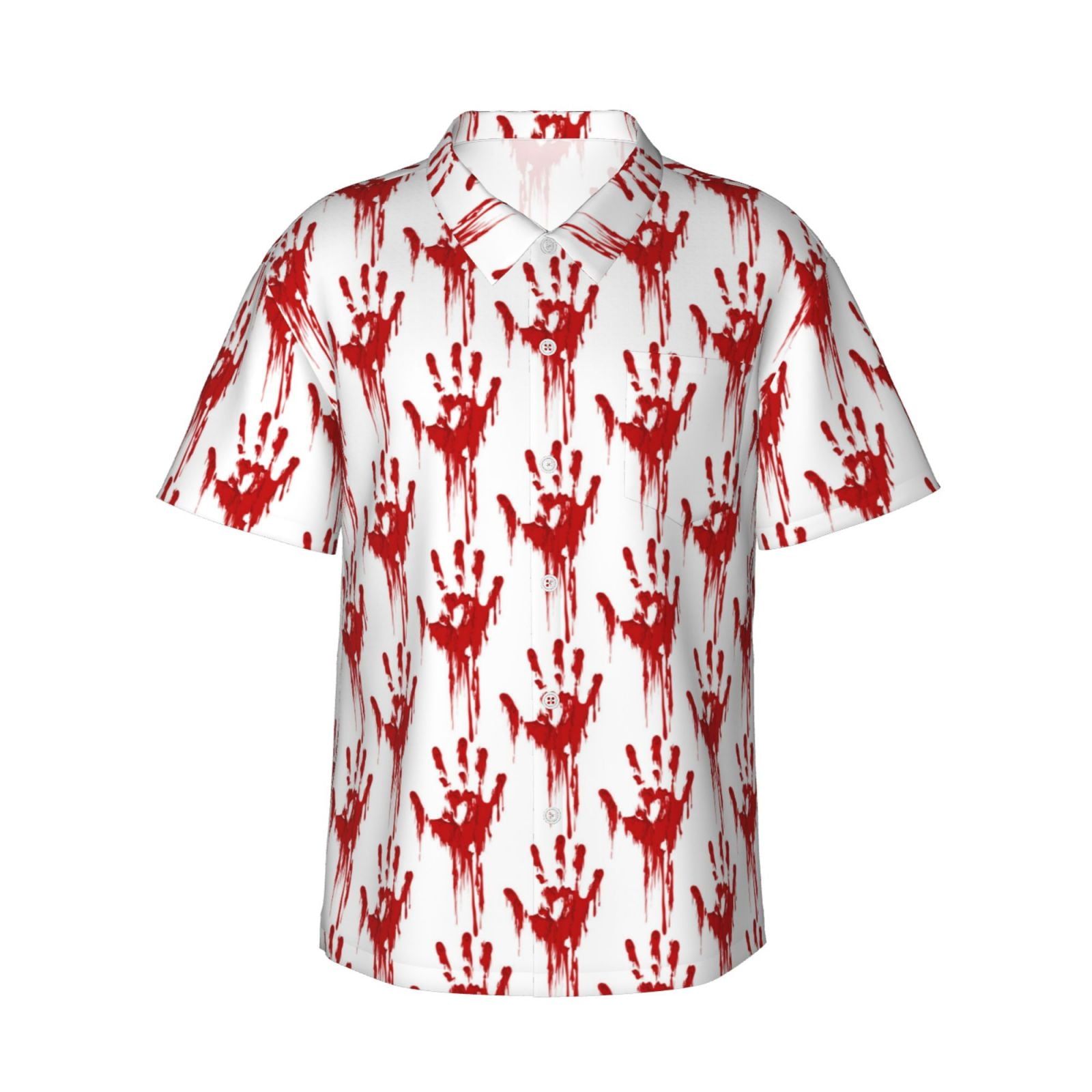 Susaid Red Bloody Scary Hands Print Hawaiian Shirts for Men Women,Hawaiian Summer Short-Sleeve ...