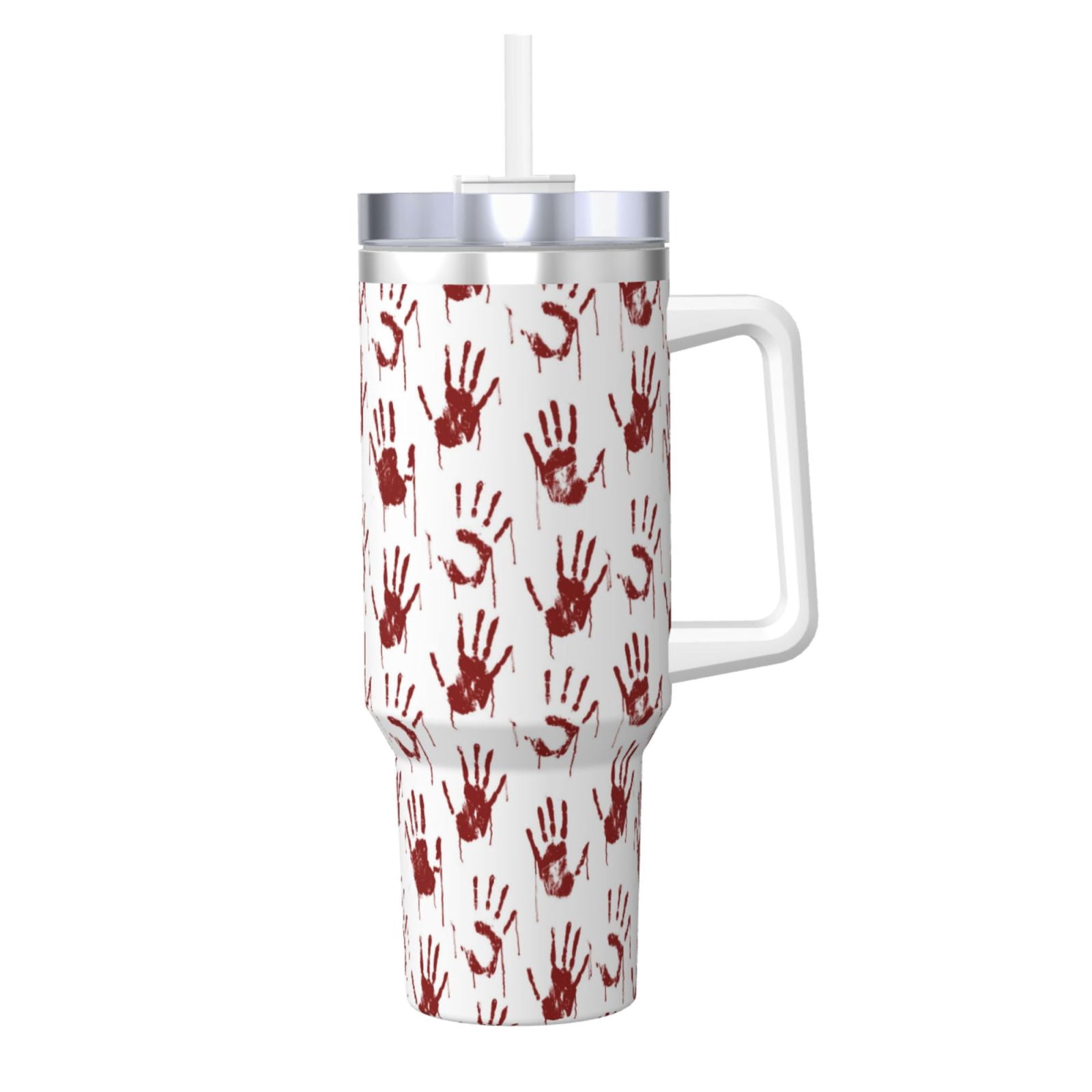 Susaid Red Bloody Scary Hands2 Print Indoor Outdoor Straw Lid 40oz Ice ...