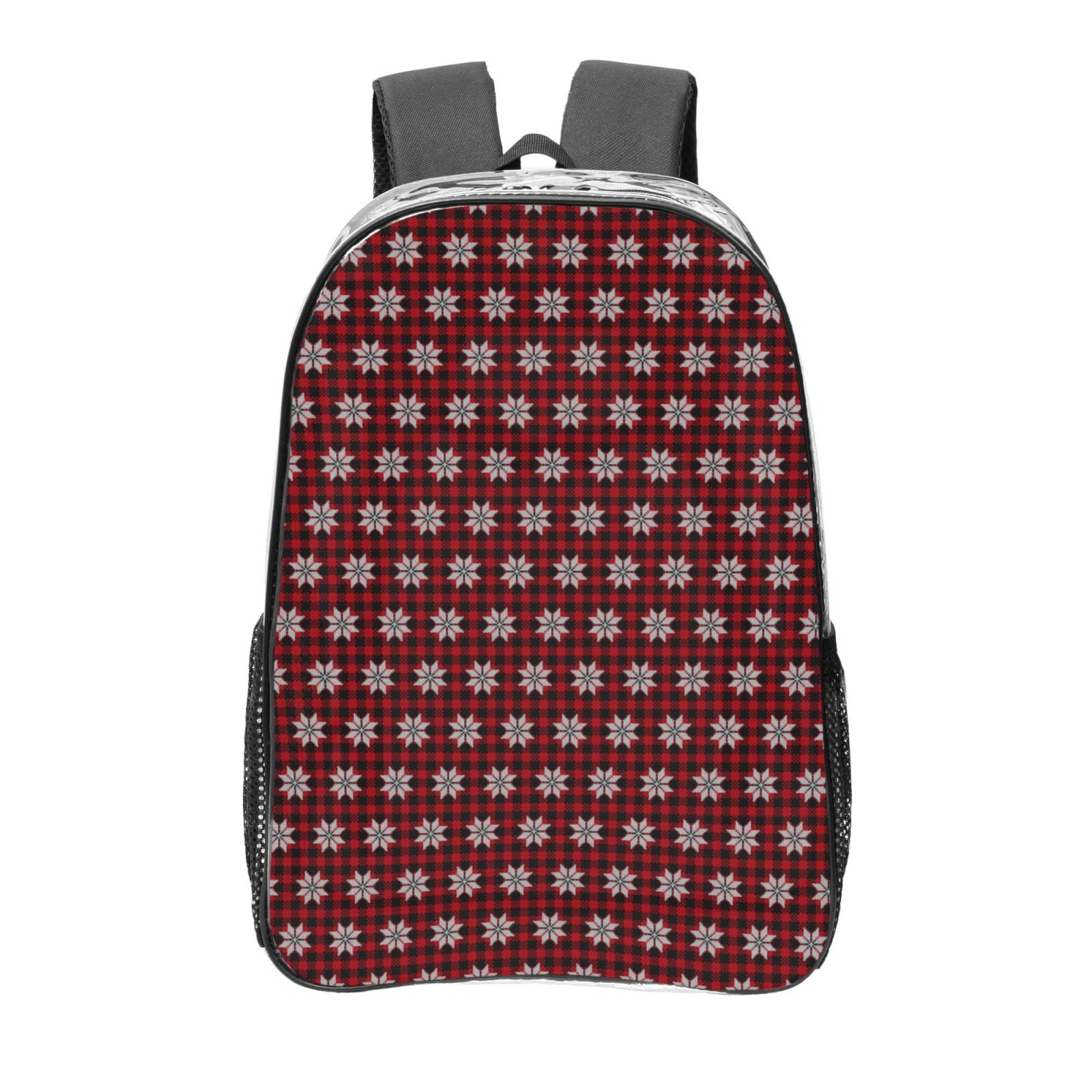 Susaid Red Buffalo Plaid Merry Christmas Print Clear Backpack See ...