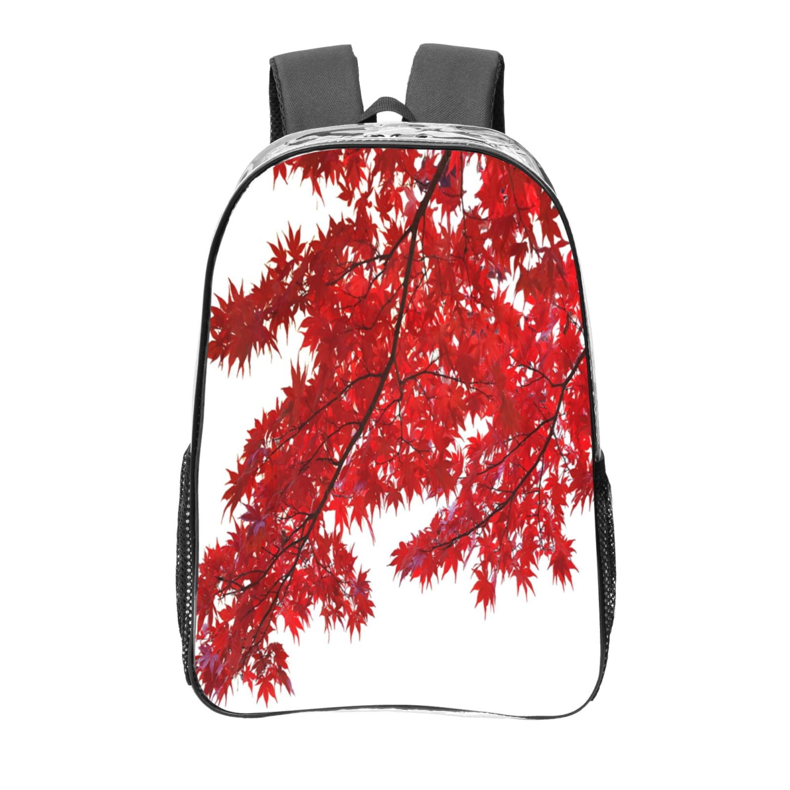 Susaid Red Maple Leaf Print Clear Backpack See Through Transparent Plastic Clear Bookbags for ...