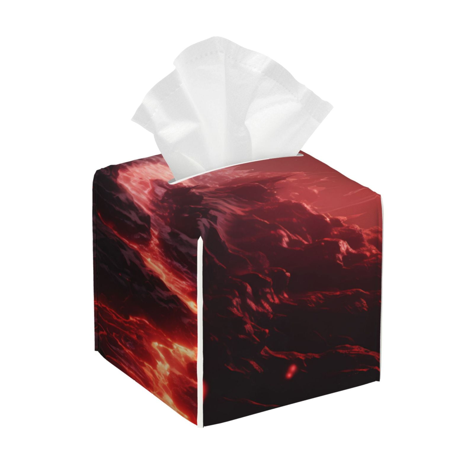Susaid Red Moon Lava Print PU Leather Tissue Box Cover, Square ...