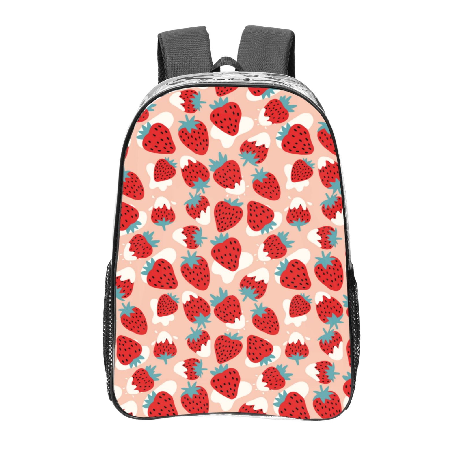 Susaid Red Strawberry Print Clear Backpack See Through Transparent ...