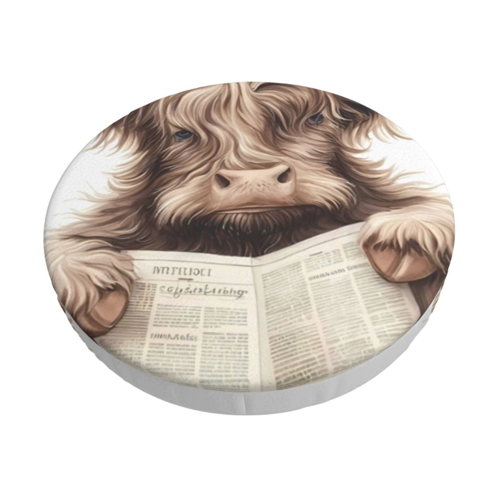 Susaid Relaxed Cute Cow Reading Print Elastic Bar Stool Cover ...