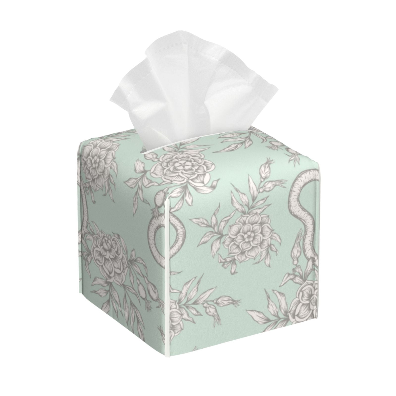 Susaid Retro Snake Print PU Leather Tissue Box Cover, Square Decorative ...