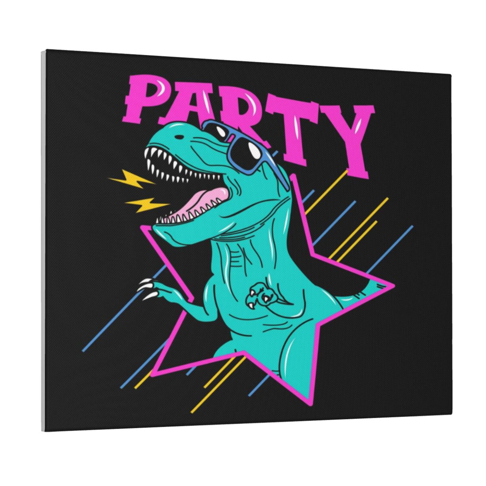 Susaid Rex Dinosaur With Sunglasses Pattern Canvas Wall Decor Poster ...