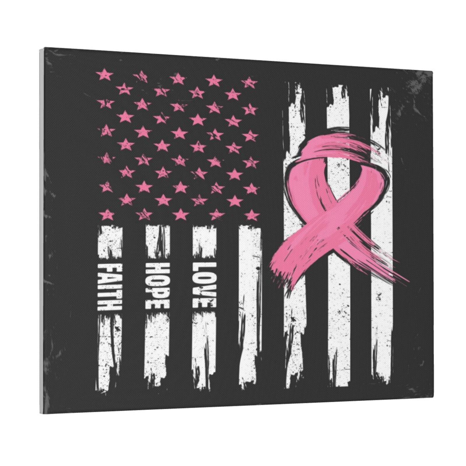Susaid Ribbon Breast Cancer Awareness Pattern Canvas Wall Decor Poster ...