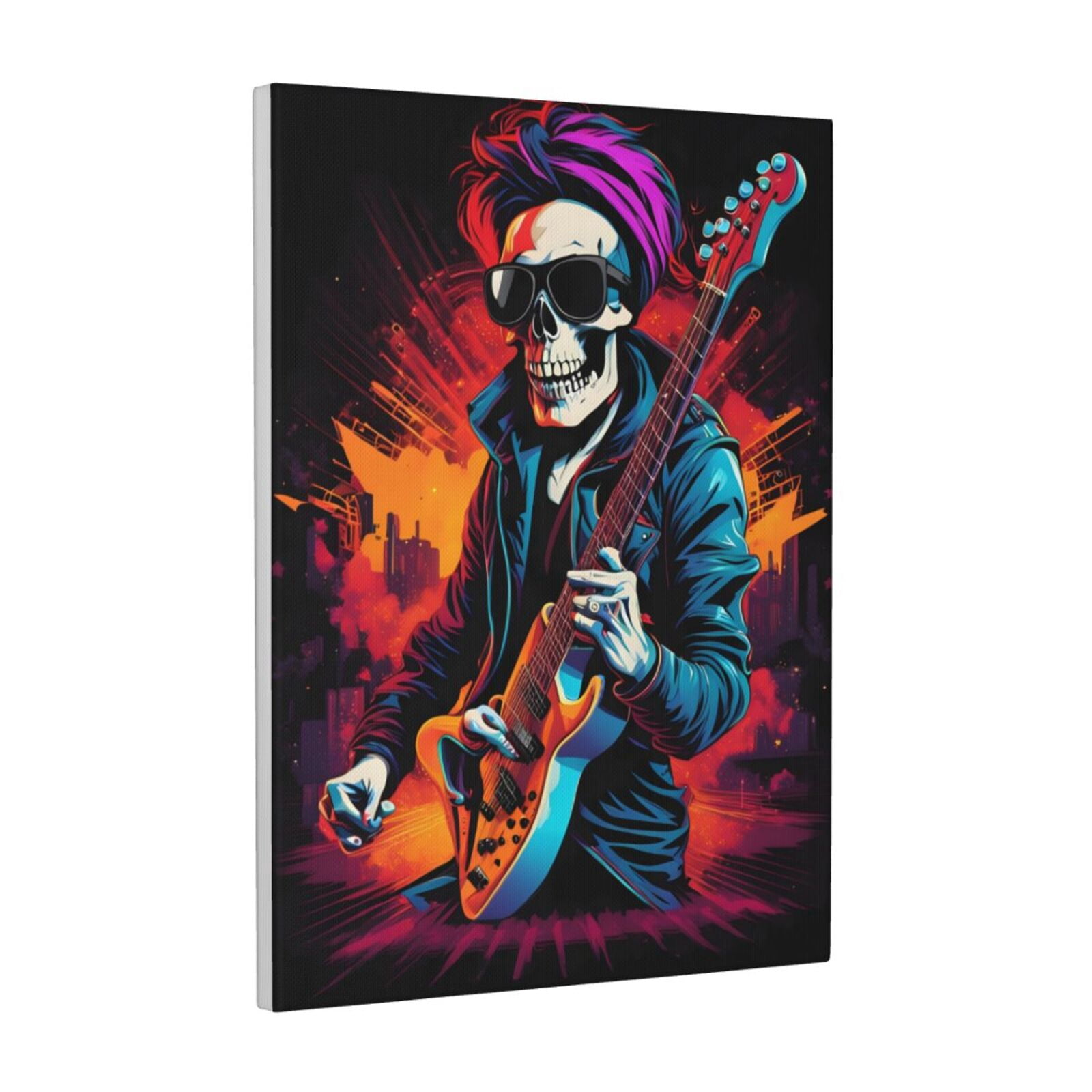 Susaid Rock Skull Singer Pattern Vertical Canvas Wall Decor 12x16in ...