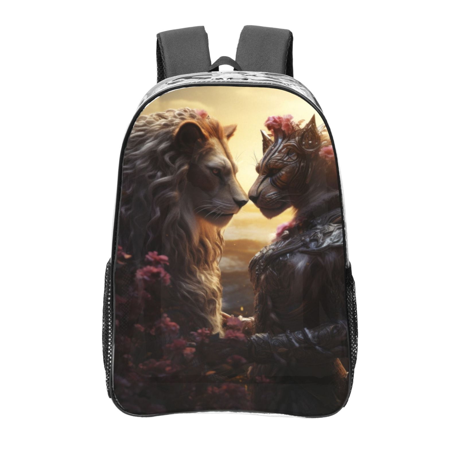 Susaid Romantic Flower Lion Couple Print Clear Backpack See Through ...