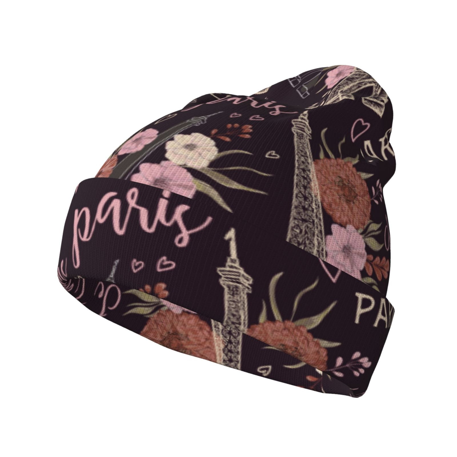 Susaid Romantic Paris Print Winter Beanie for Men Women, Lined Beanie ...