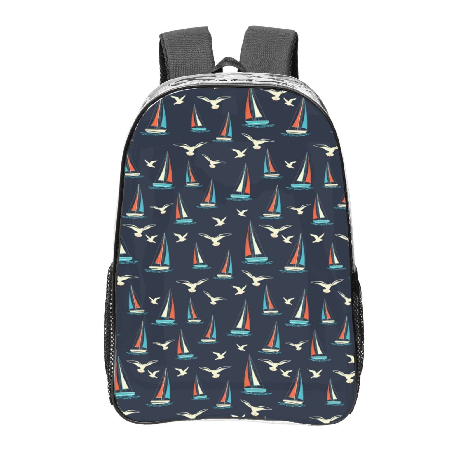 Susaid Sailboat And Seagull Print Clear Backpack See Through ...