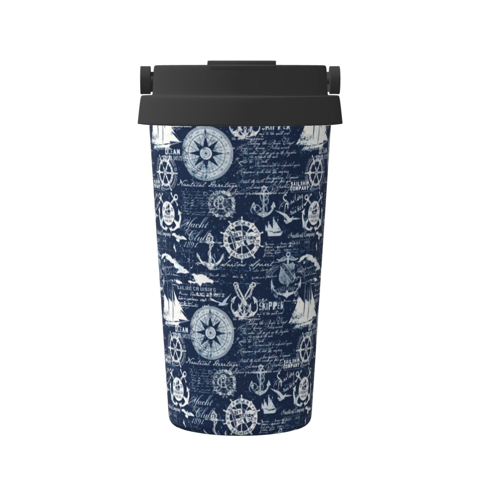 Susaid Sailing Cruises Nautical Print Coffee Travel Mug, Insulated ...