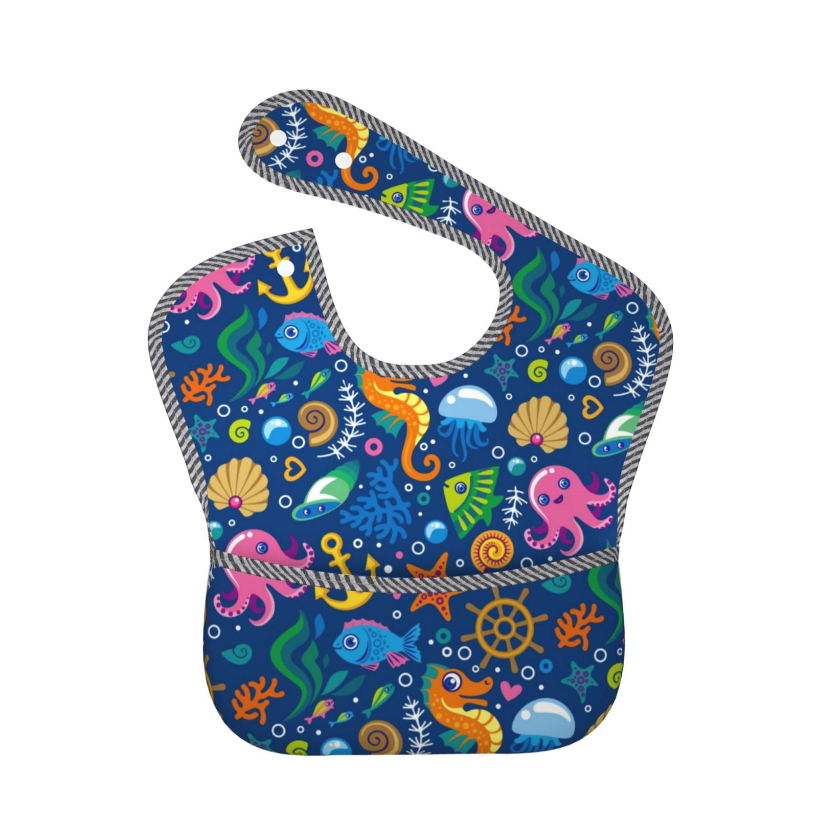 Susaid Sea Fish Print Bibs for Babies Toddlers Adjustable Waterproof ...