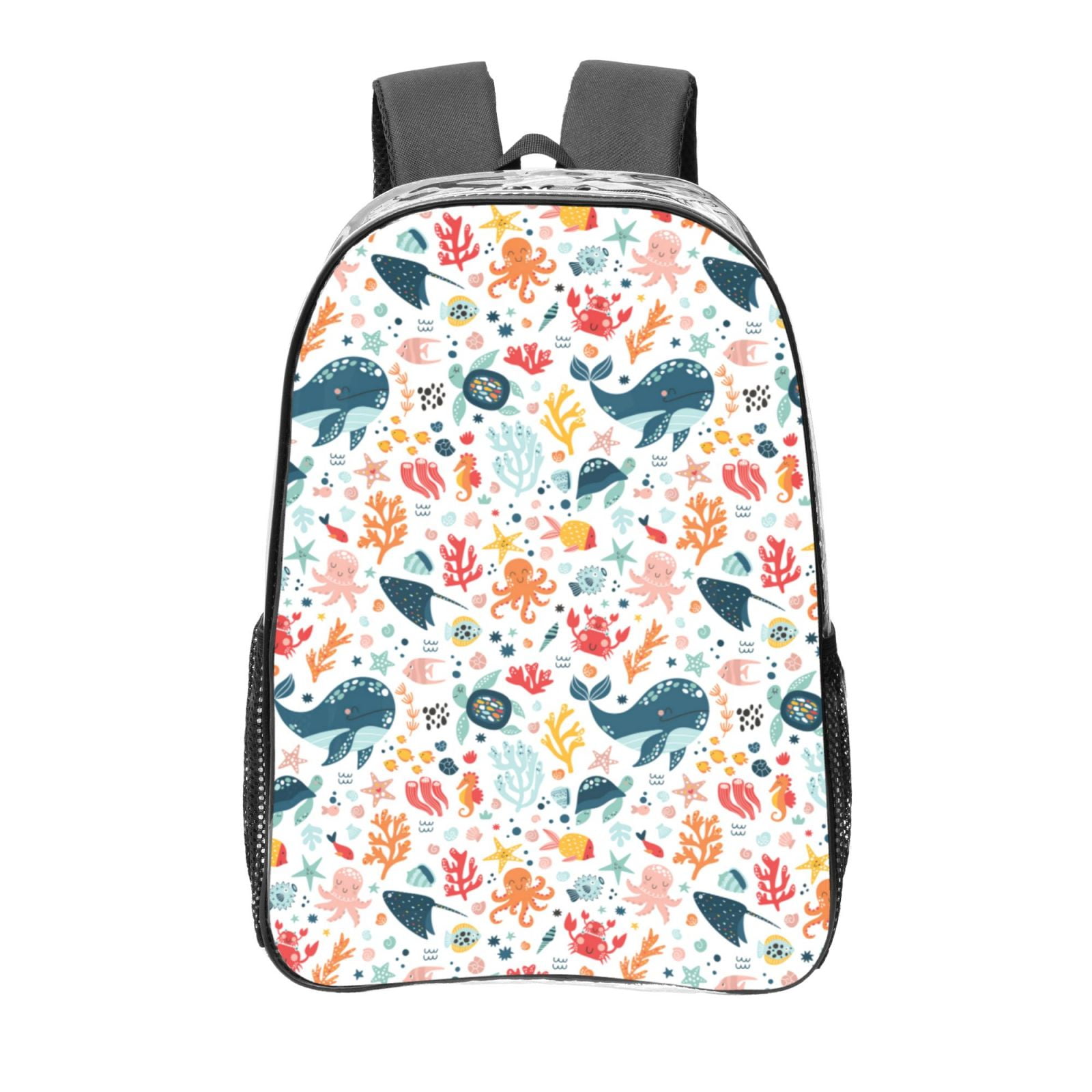 Susaid Sea Life 1 Print Clear Backpack See Through Transparent Plastic ...