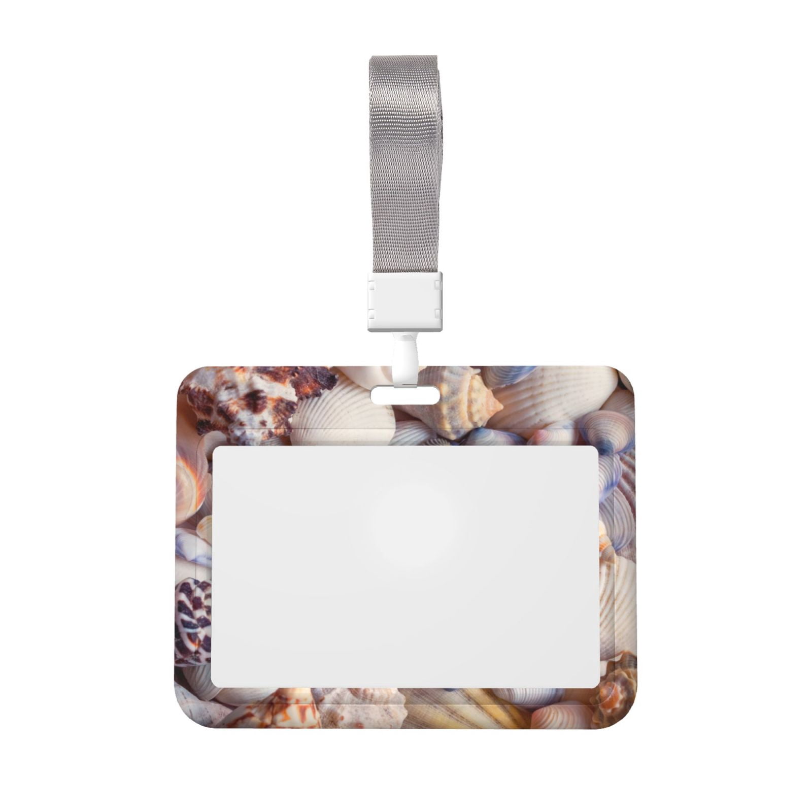 Susaid Sea Shells Print ID Badge Holder with Double-Sided Windows ...