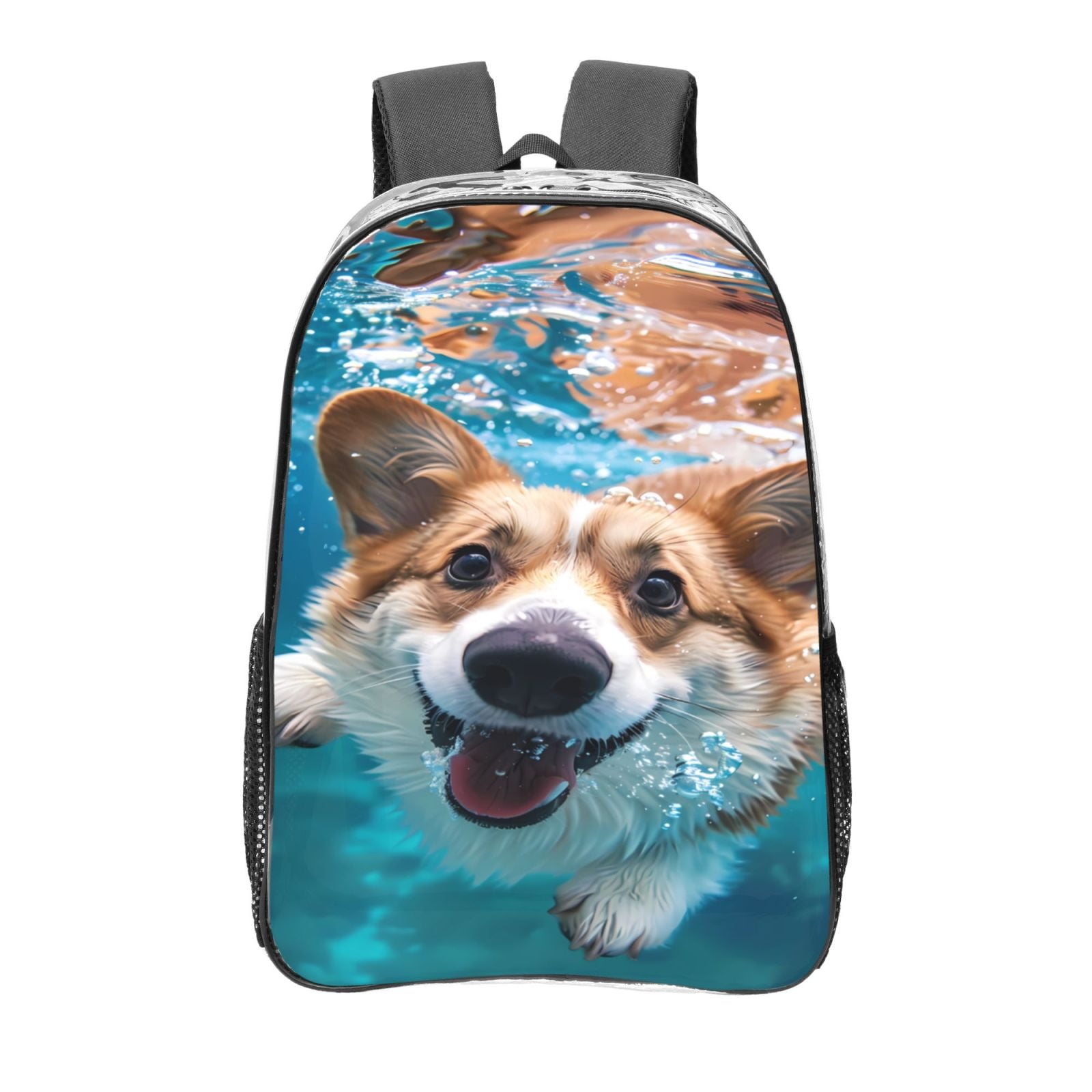 Susaid Sea Swimming Corgi Print Clear Backpack See Through Transparent ...