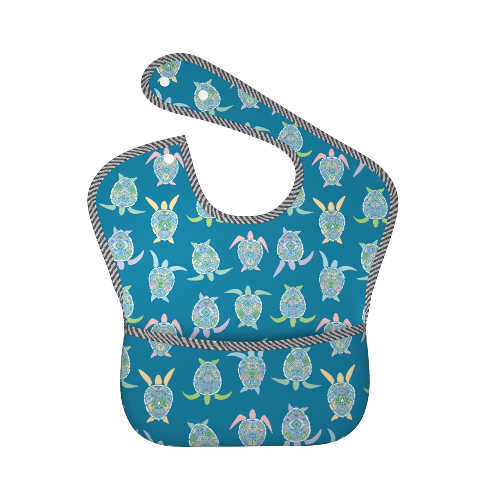Susaid Sea Turtle Print Bibs for Babies Toddlers Adjustable Waterproof ...