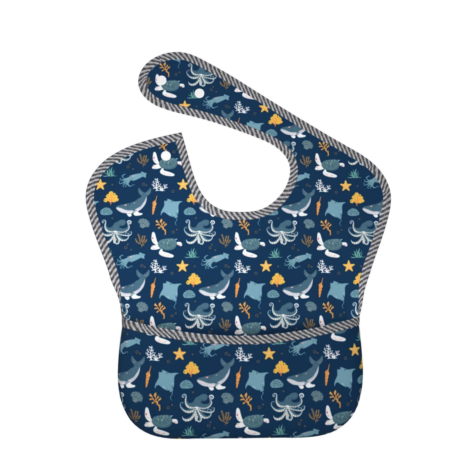 Susaid Sea Turtle Print Bibs for Babies Toddlers Adjustable Waterproof ...