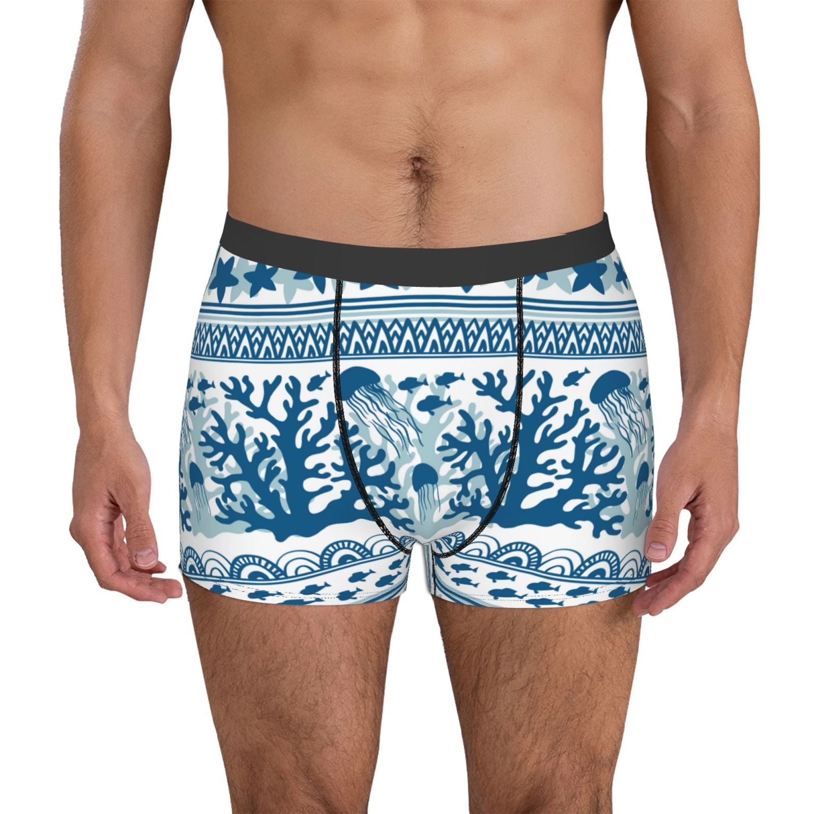 Susaid Sea Underwater Jellyfish Print Men's Mesh Boxer Briefs Cooling ...