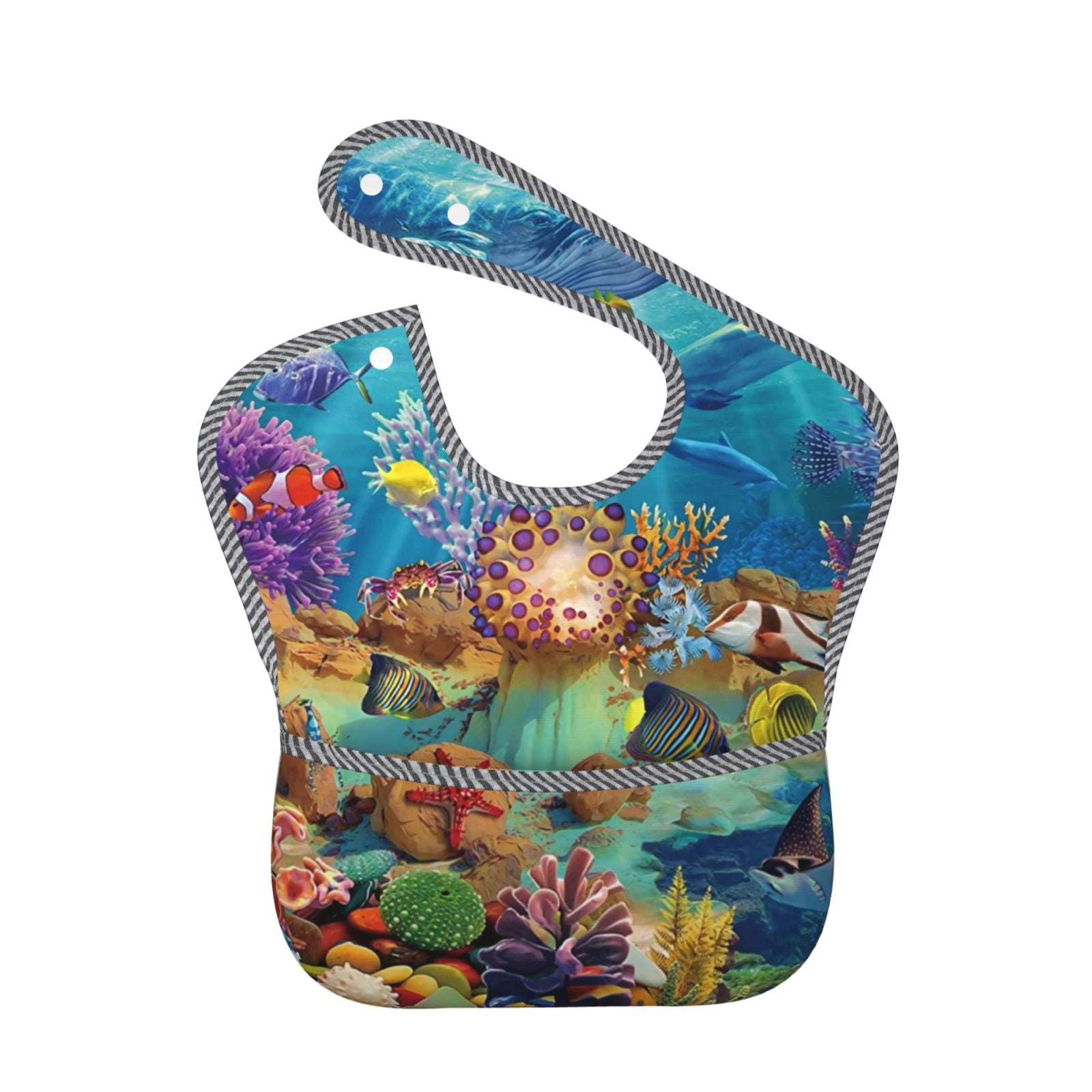 Susaid Sea World Print Bibs for Babies Toddlers Adjustable Waterproof ...