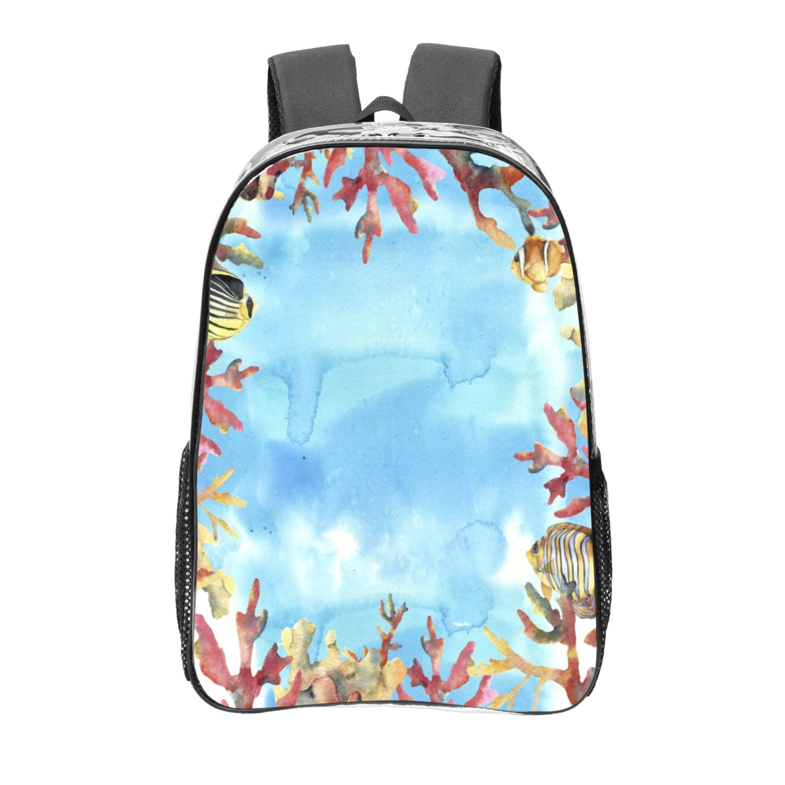 Susaid Sea and Fish Print Clear Backpack See Through Transparent ...