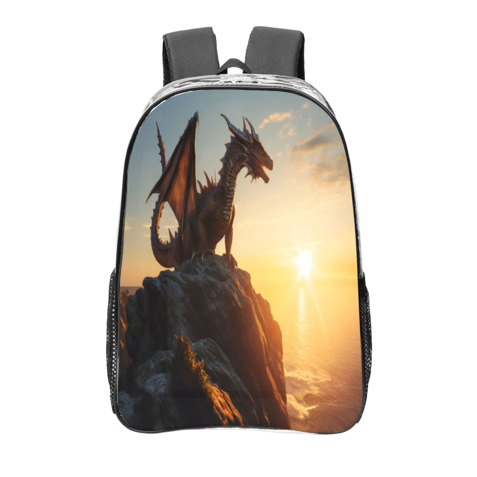 Susaid Seaside Sunset Cool Dragon Print Clear Backpack See Through ...
