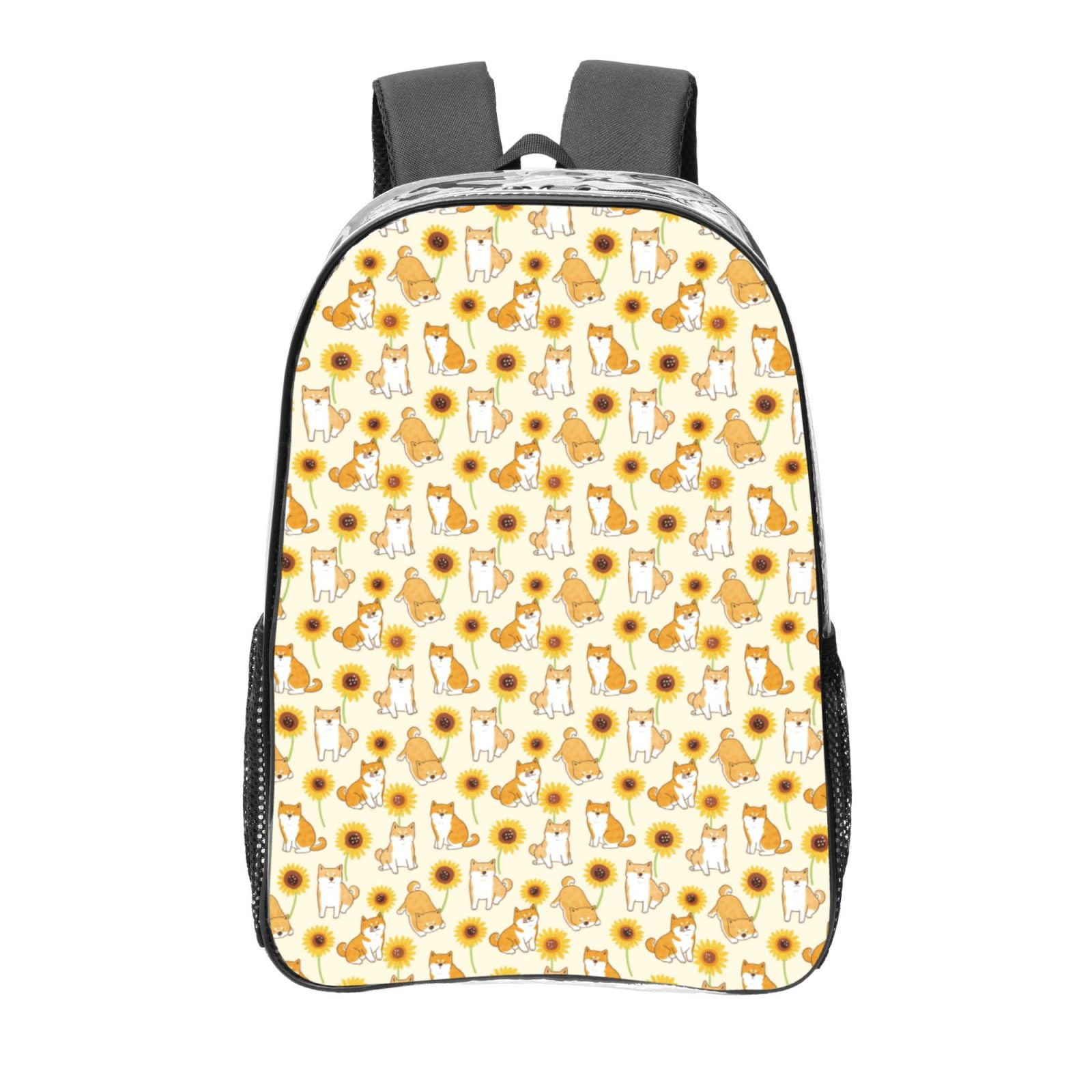 Susaid Shiba Inu Sunflower Print Clear Backpack See Through Transparent ...