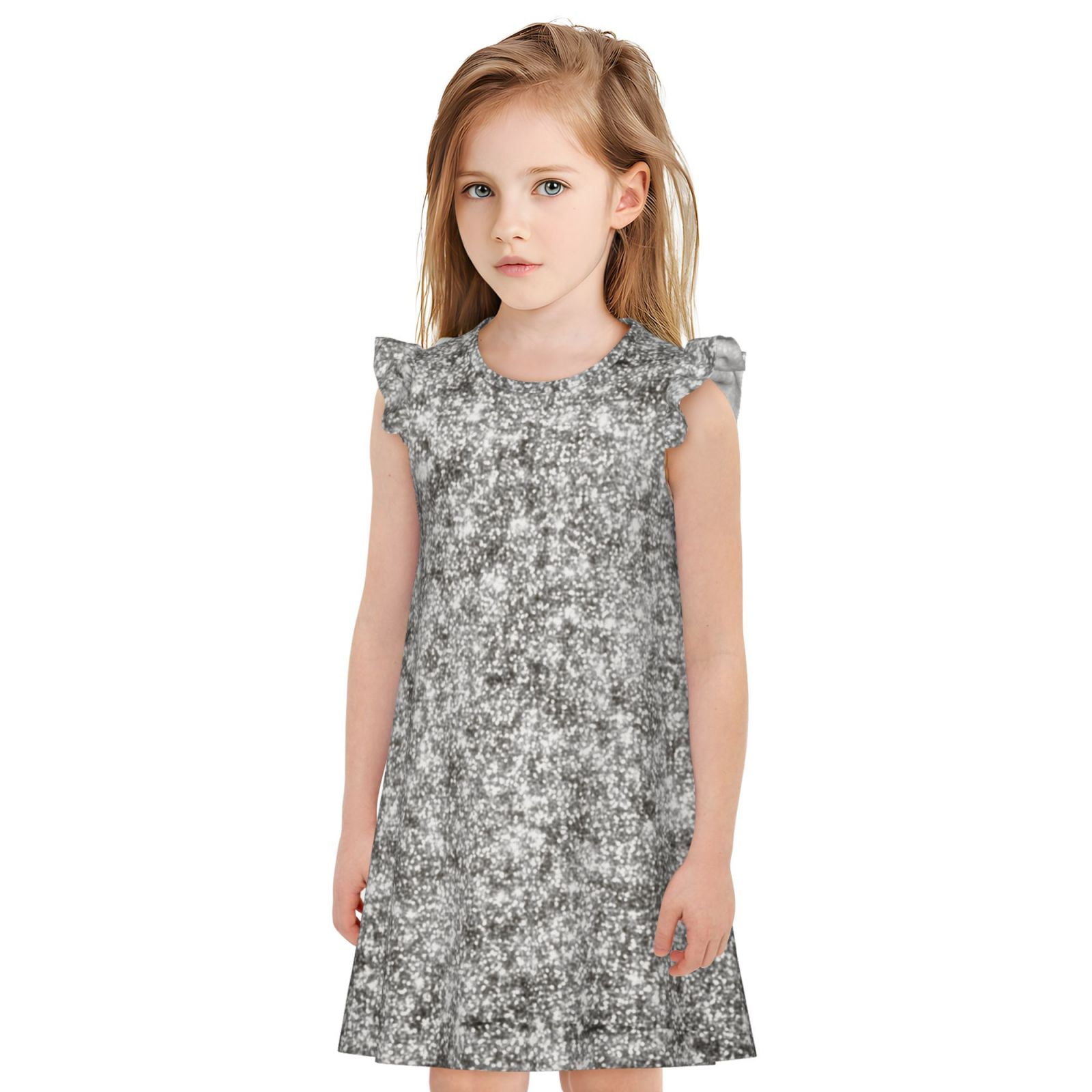 Susaid Silver Glitter Print Printed Girls' Nightgowns, Soft Summer Cartoon Pajama Sleep Dress ...