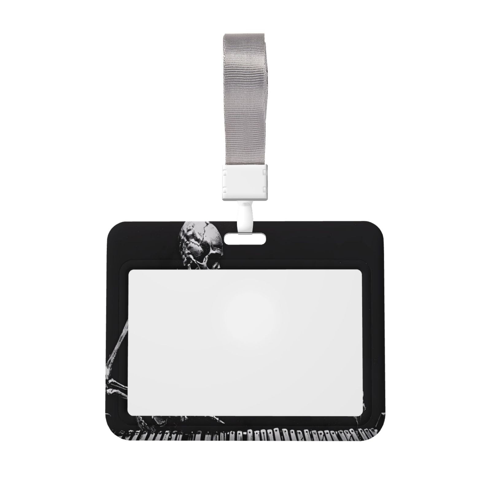 Susaid Skeleton Playing Xylophone Print ID Badge Holder with Double ...