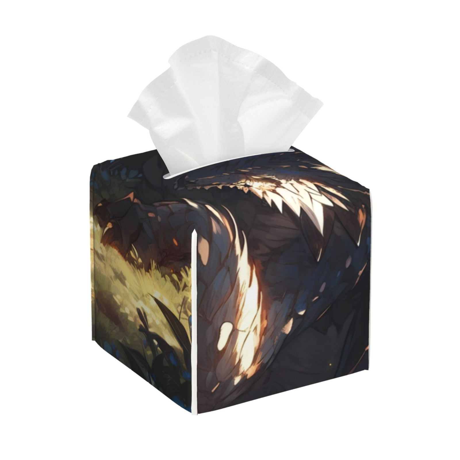 Susaid Sleeping Dragon In Forest Print PU Leather Tissue Box Cover ...