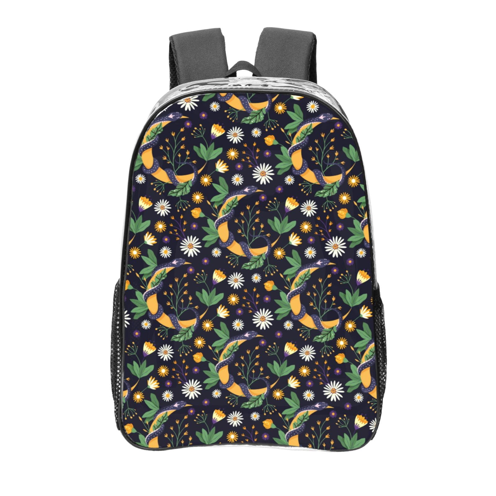 Susaid Snake And Flower Print Clear Backpack See Through Transparent ...
