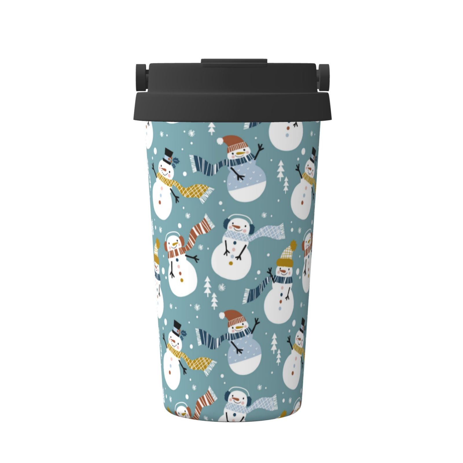 Susaid Snowflake Scarf Snowman Print Coffee Travel Mug, Insulated ...