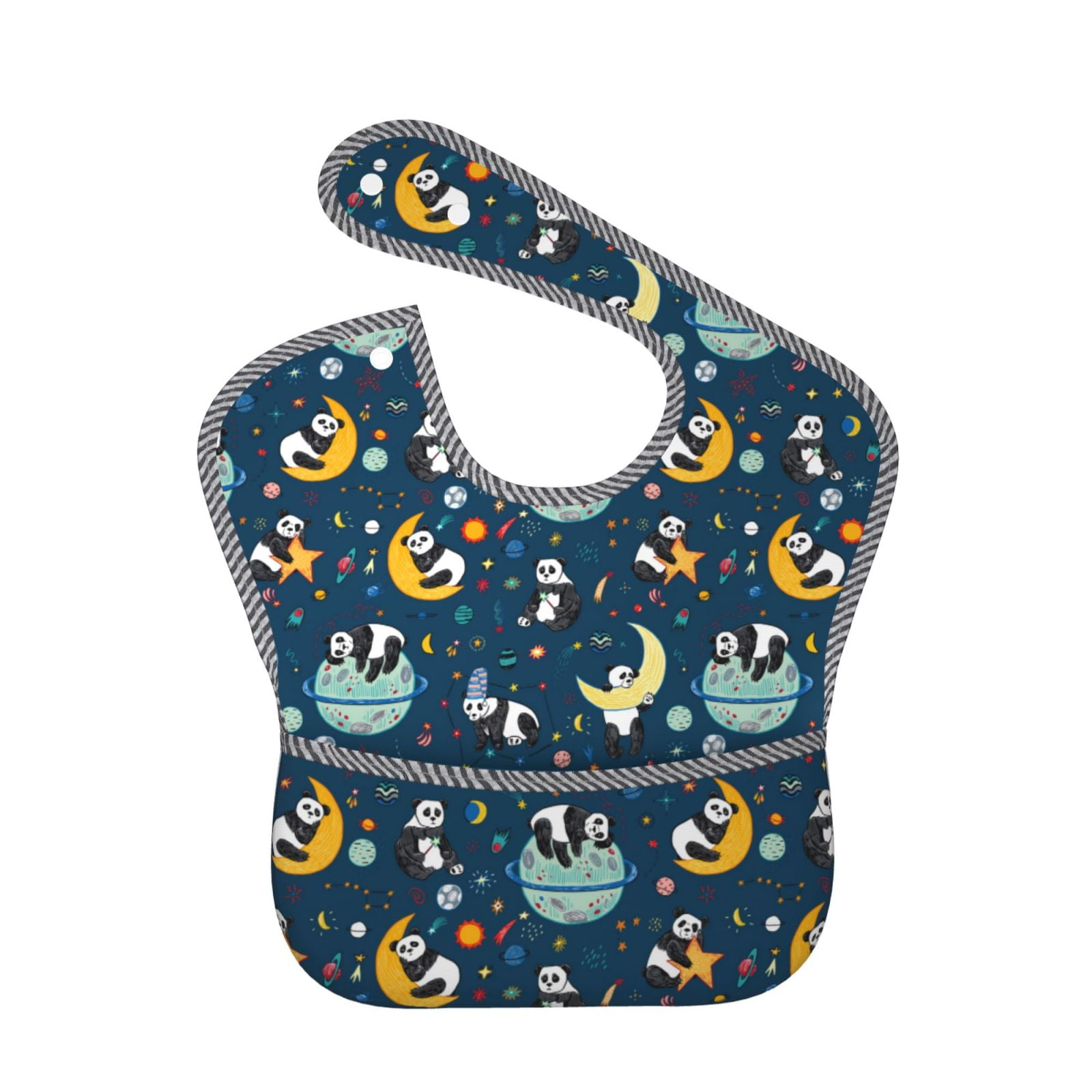 Susaid Space Sleeping Panda Print Bibs for Babies Toddlers Adjustable ...